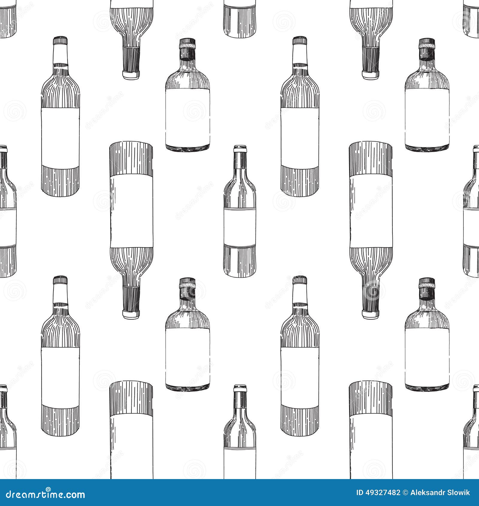 Seamless Pattern Bottle of Wine Stock Vector - Illustration of symbol ...