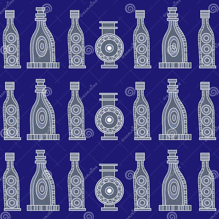 Seamless Pattern with Bottles Stock Vector - Illustration of modern ...