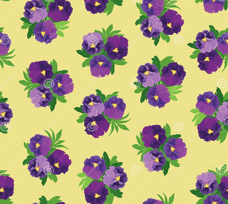 Seamless Pattern with Bouquets of Violet Flowers Stock Vector ...