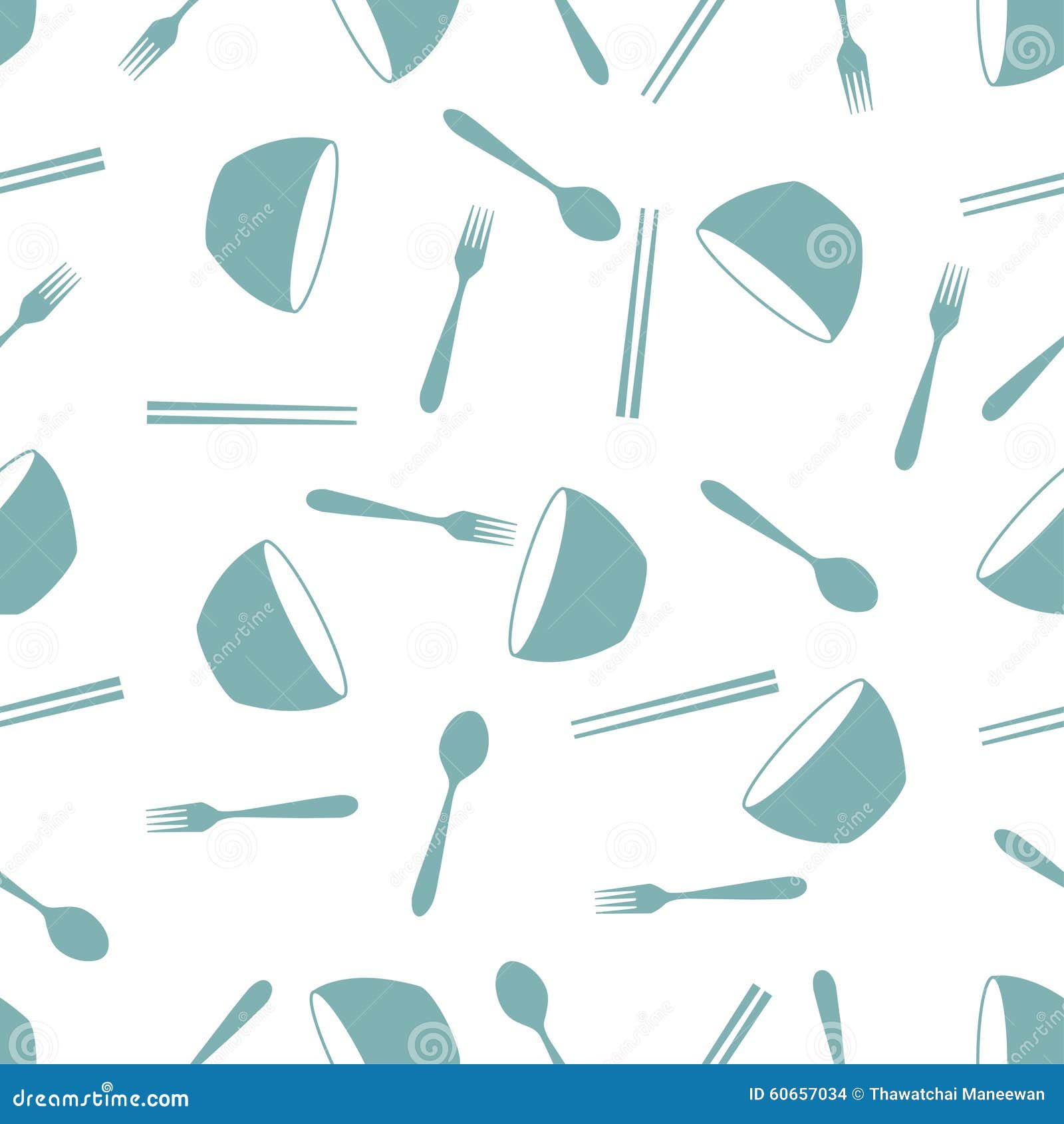 Seamless Pattern with Bowl Fork and Spoon Stock Vector - Illustration ...