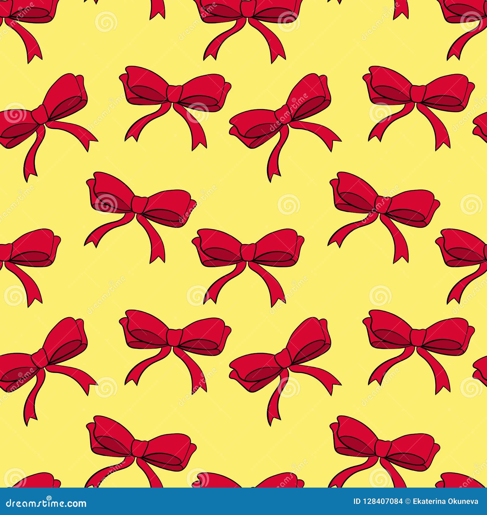 Seamless Pattern with Bows Isolated on Yellow. Stock Vector ...