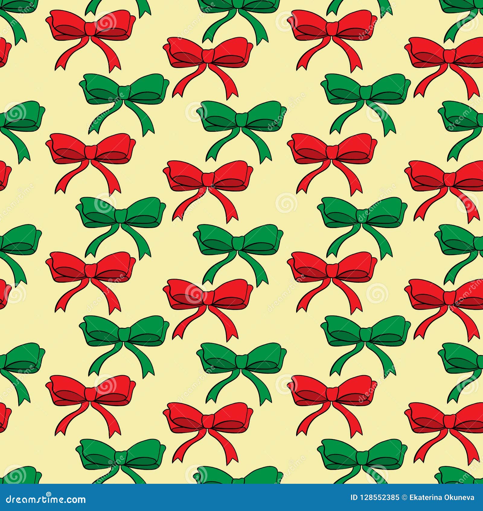 Seamless Pattern with Bows Isolated on Yellow. Stock Vector ...