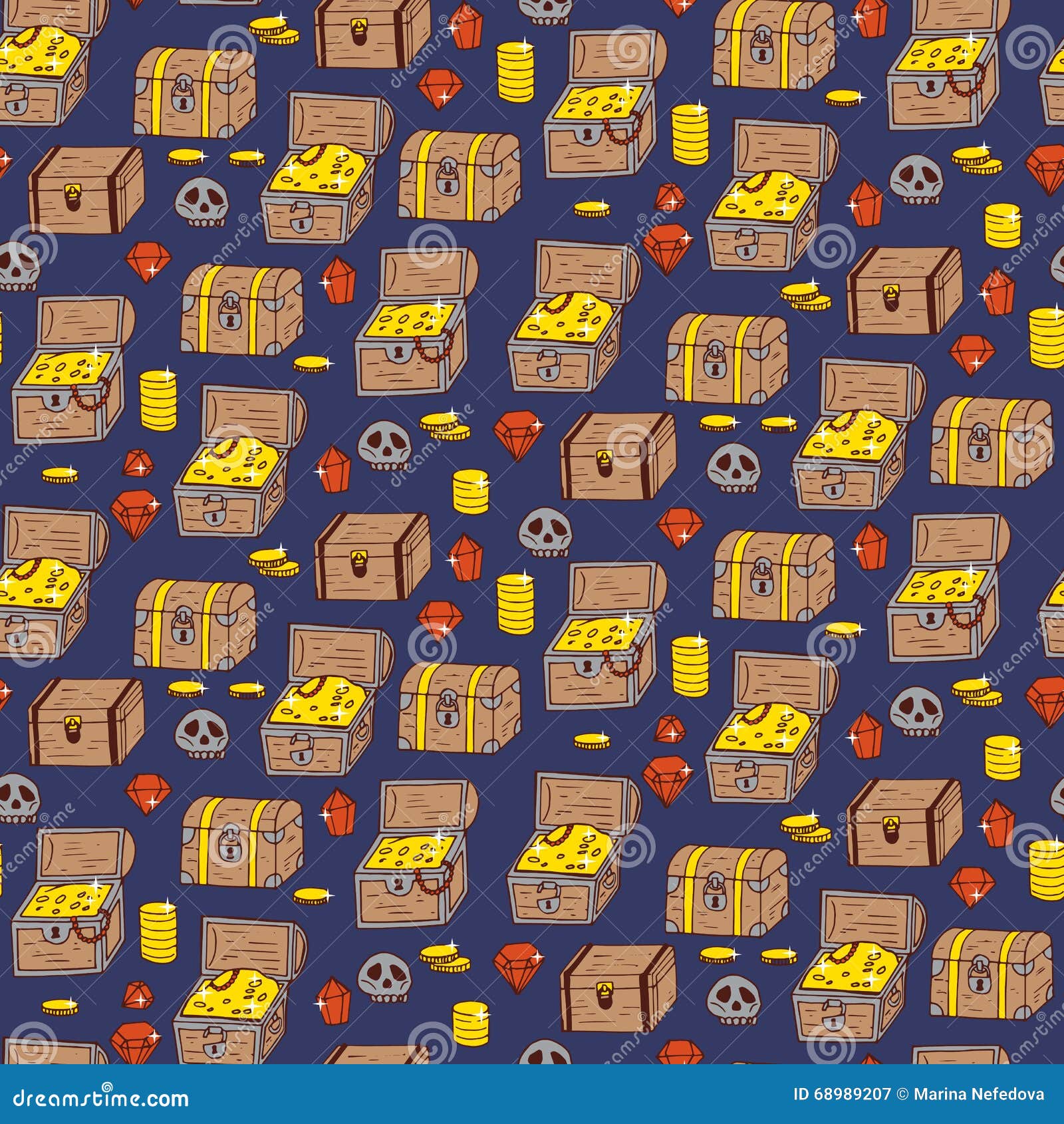 Seamless Pattern with Boxes with Treasures Stock Illustration ...