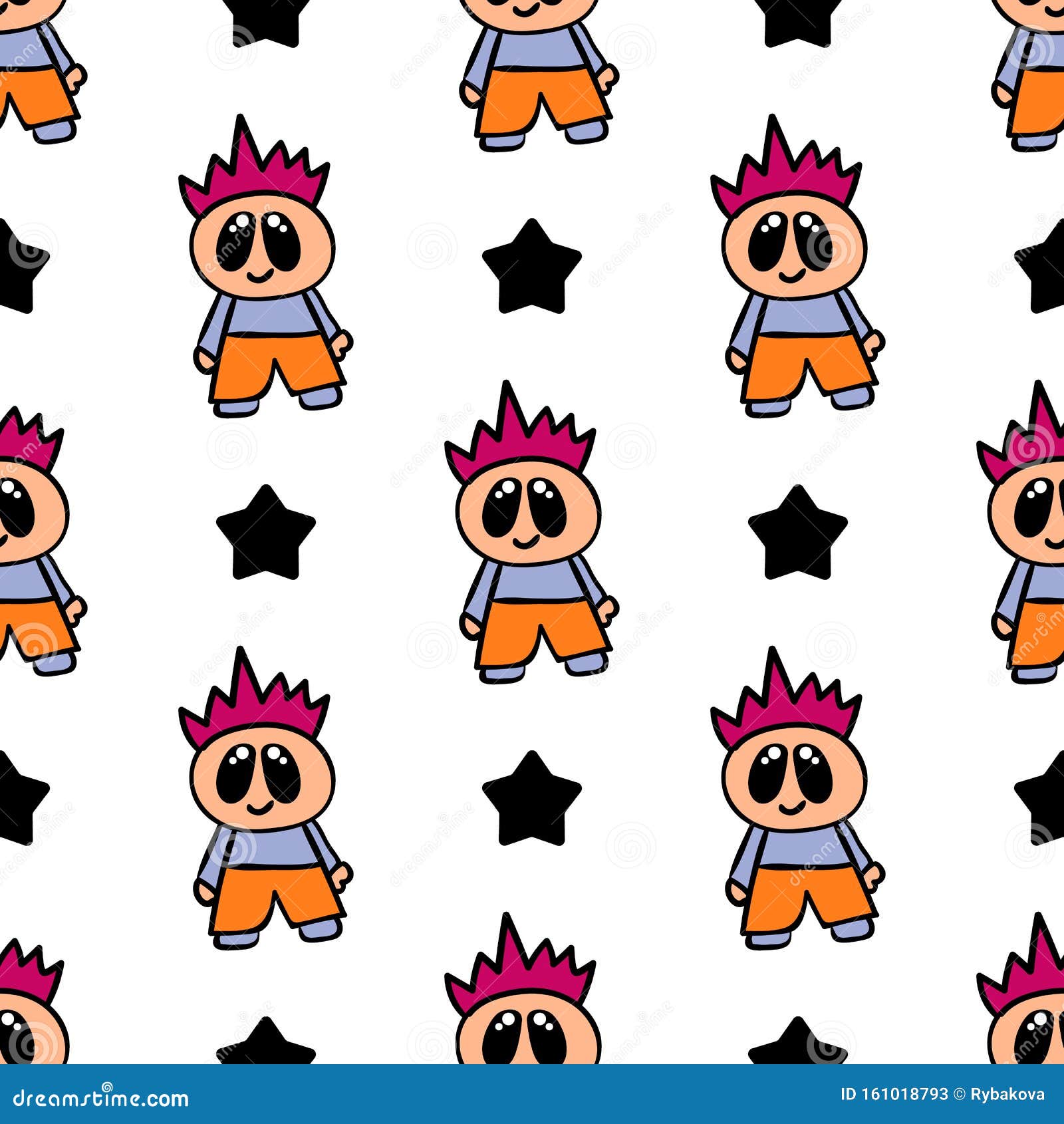 Seamless Pattern with Boy in Cartoon Style Stock Vector - Illustration ...