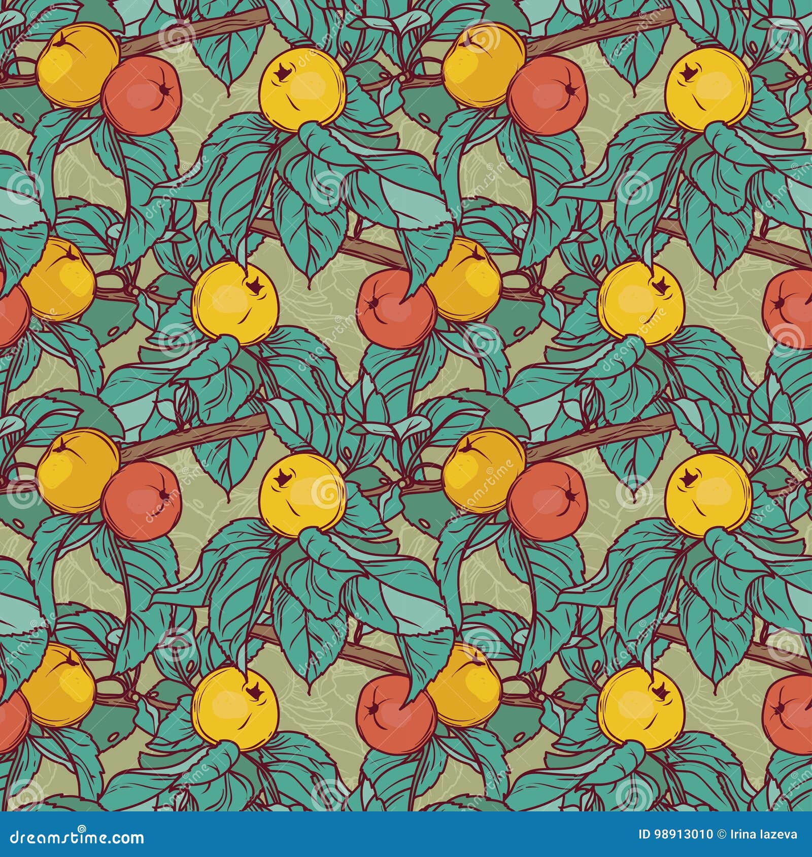 Seamless Pattern with Branches of Apple Tree Stock Vector ...