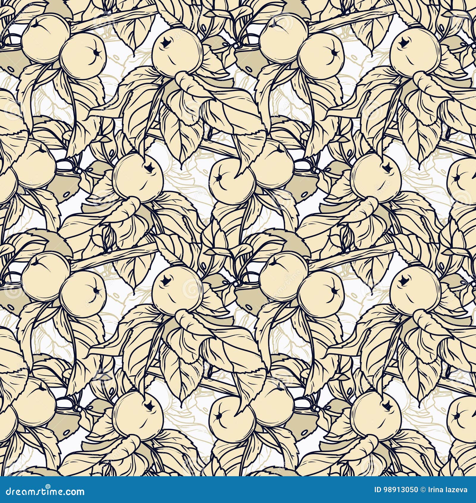 Seamless Pattern with Branches of Apple Tree Stock Vector ...