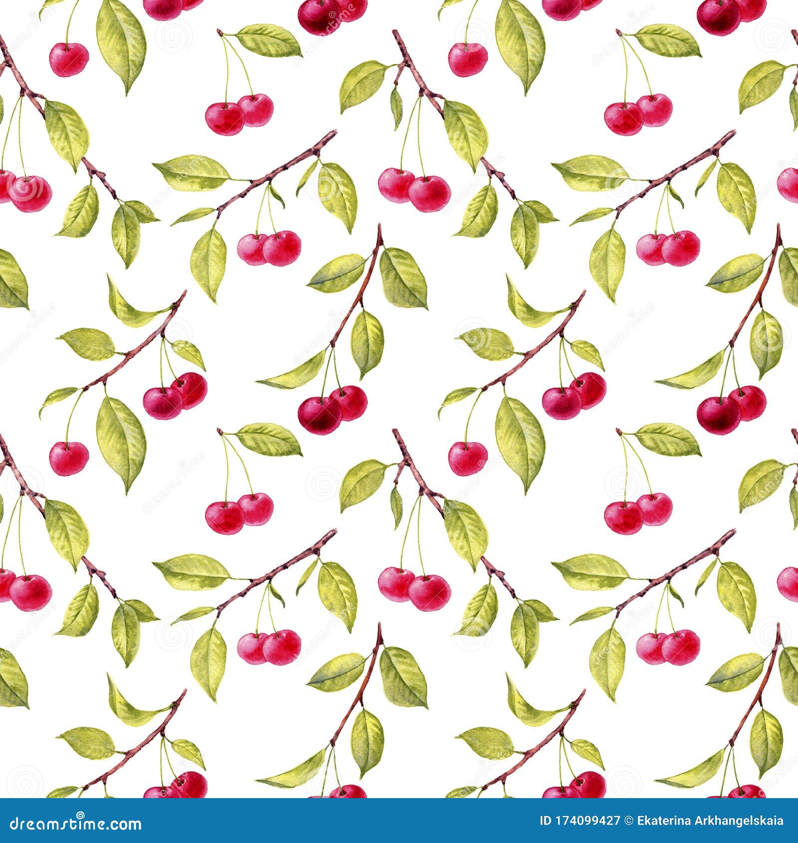 Seamless Pattern with Branches of Cherry Tree Stock Illustration ...