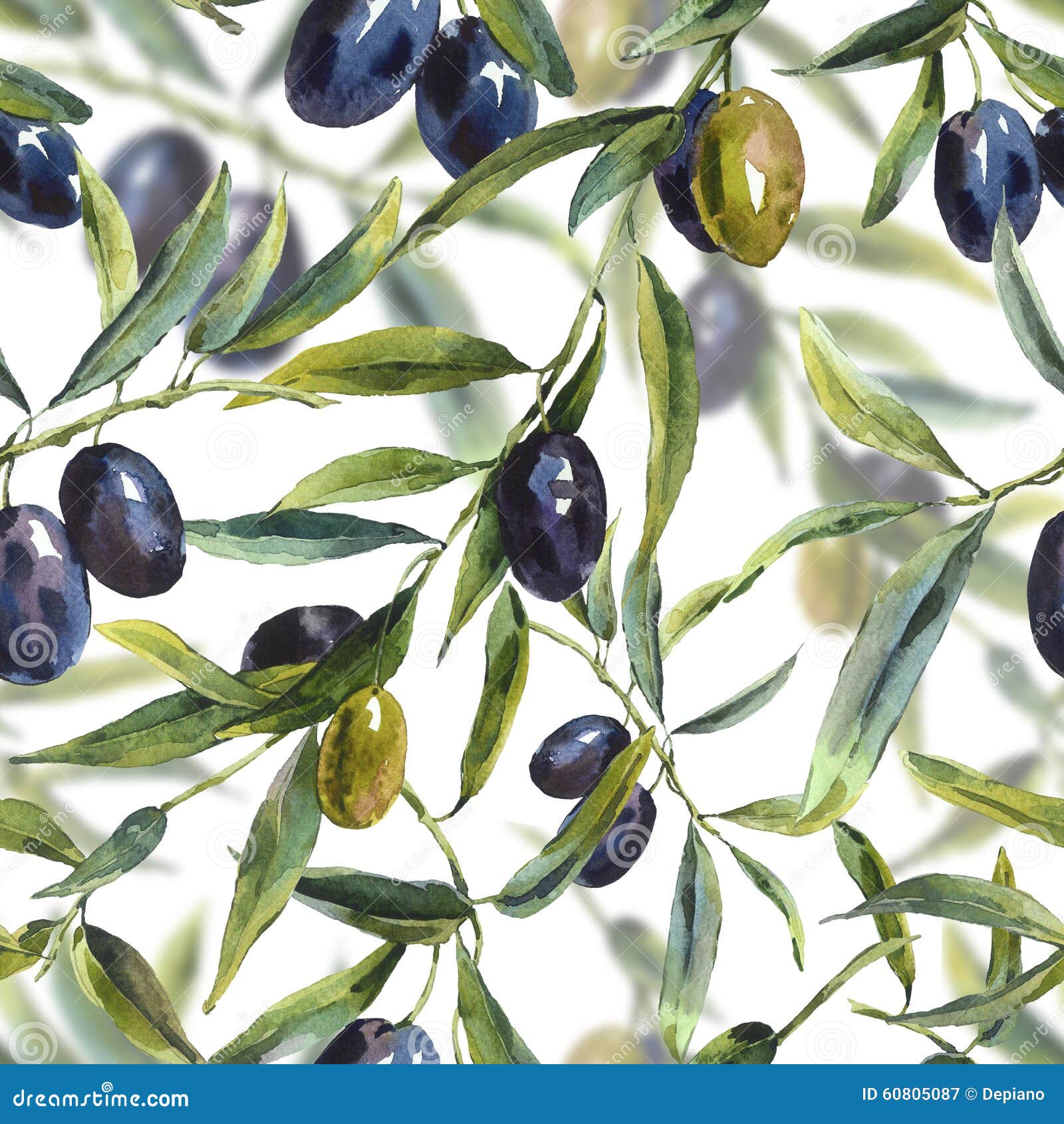 Seamless Pattern with Branches of the Olive Tree Stock Image - Image of ...