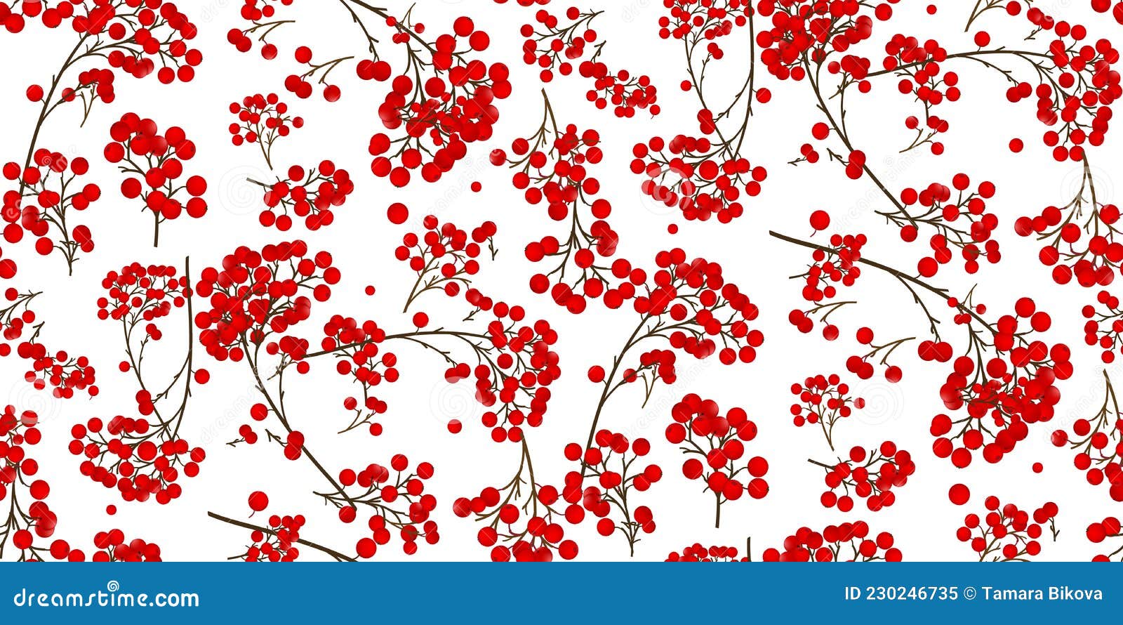 Seamless Pattern Branches with Red Berries Stock Illustration ...