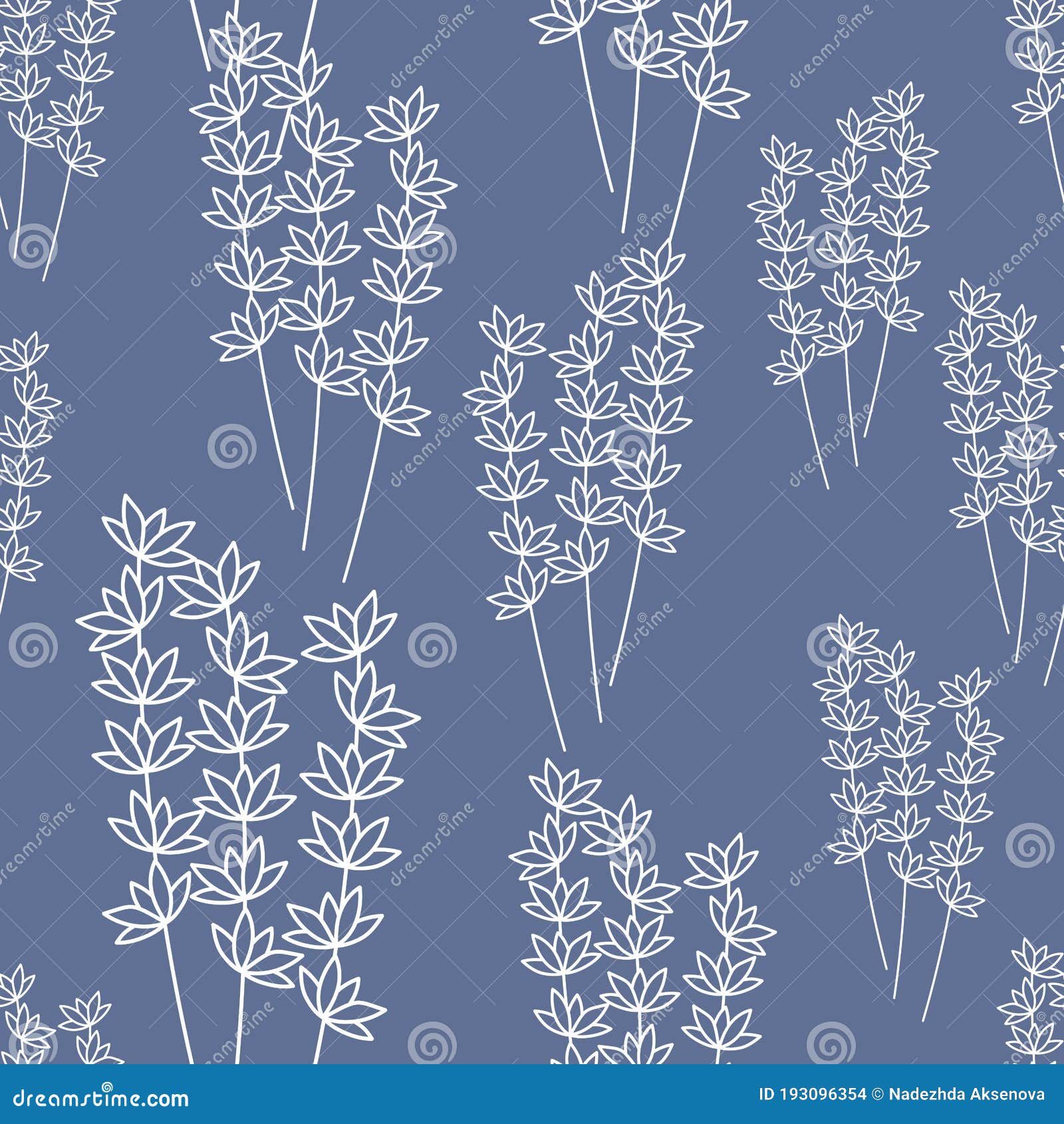 Seamless Pattern with Branches of Simple Flowers . Contour Botanical ...