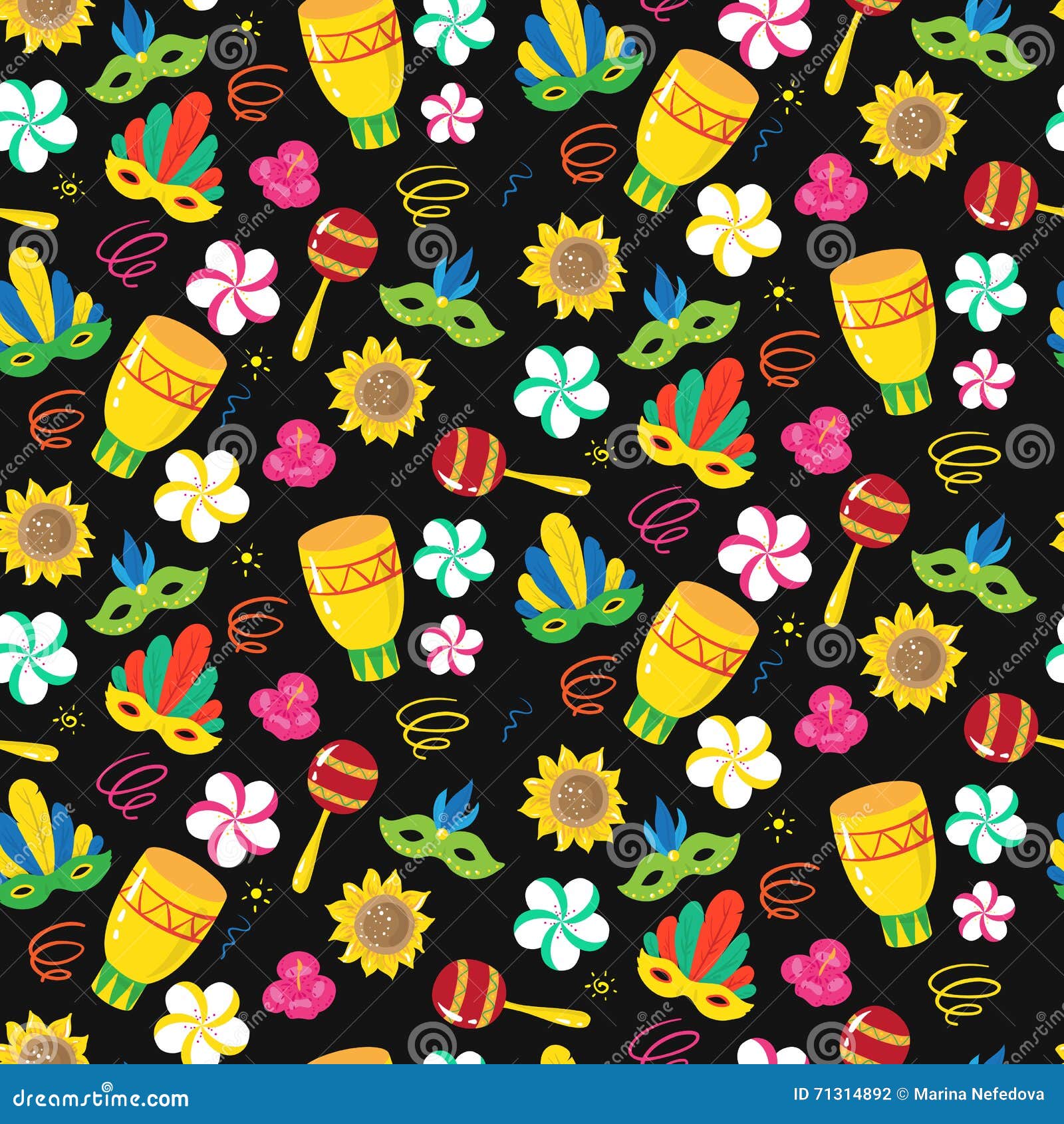 Seamless Pattern with Brazilian Carnival Elements Stock Illustration ...
