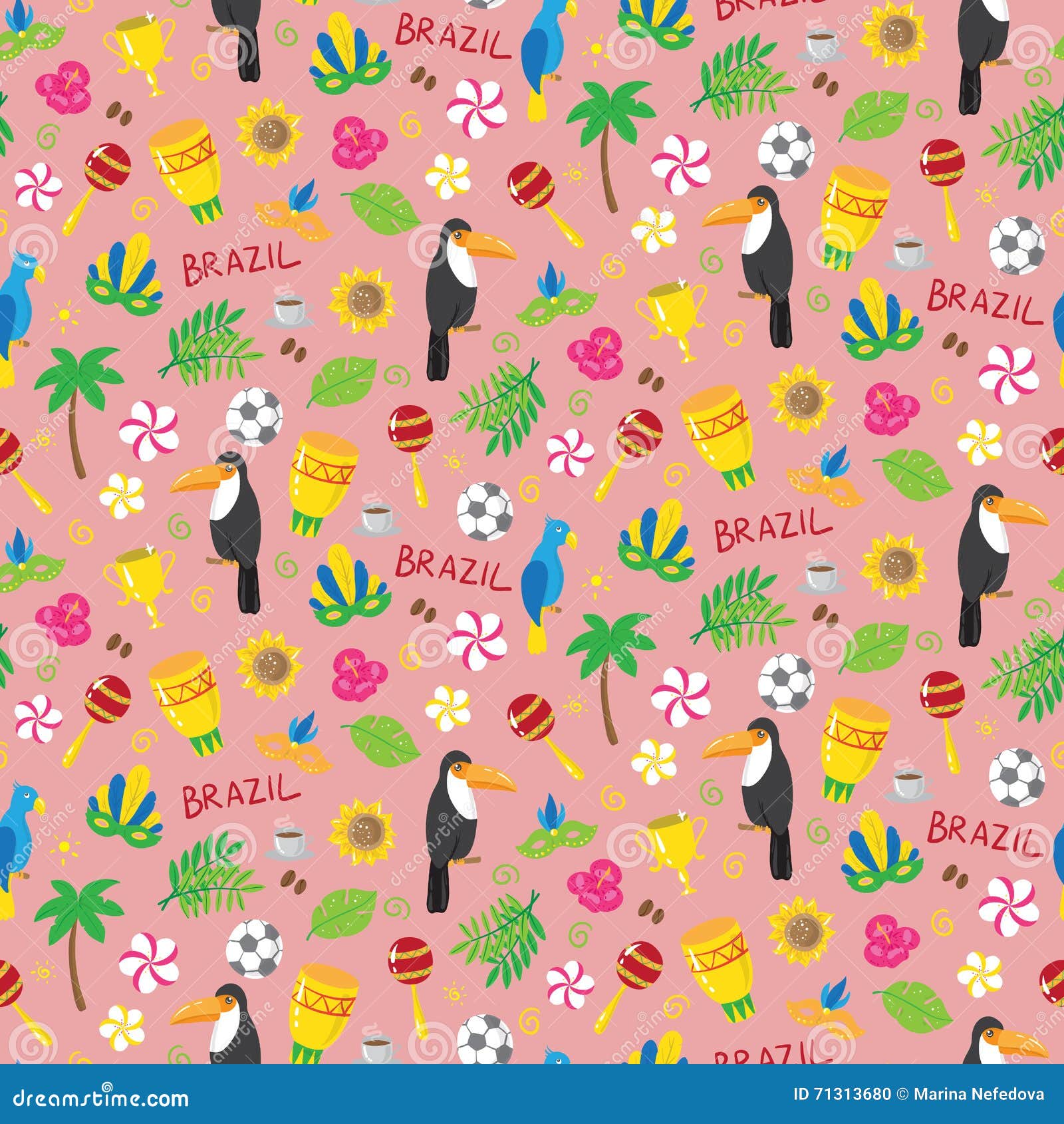 Seamless Pattern with Brazilian Elements Stock Illustration ...