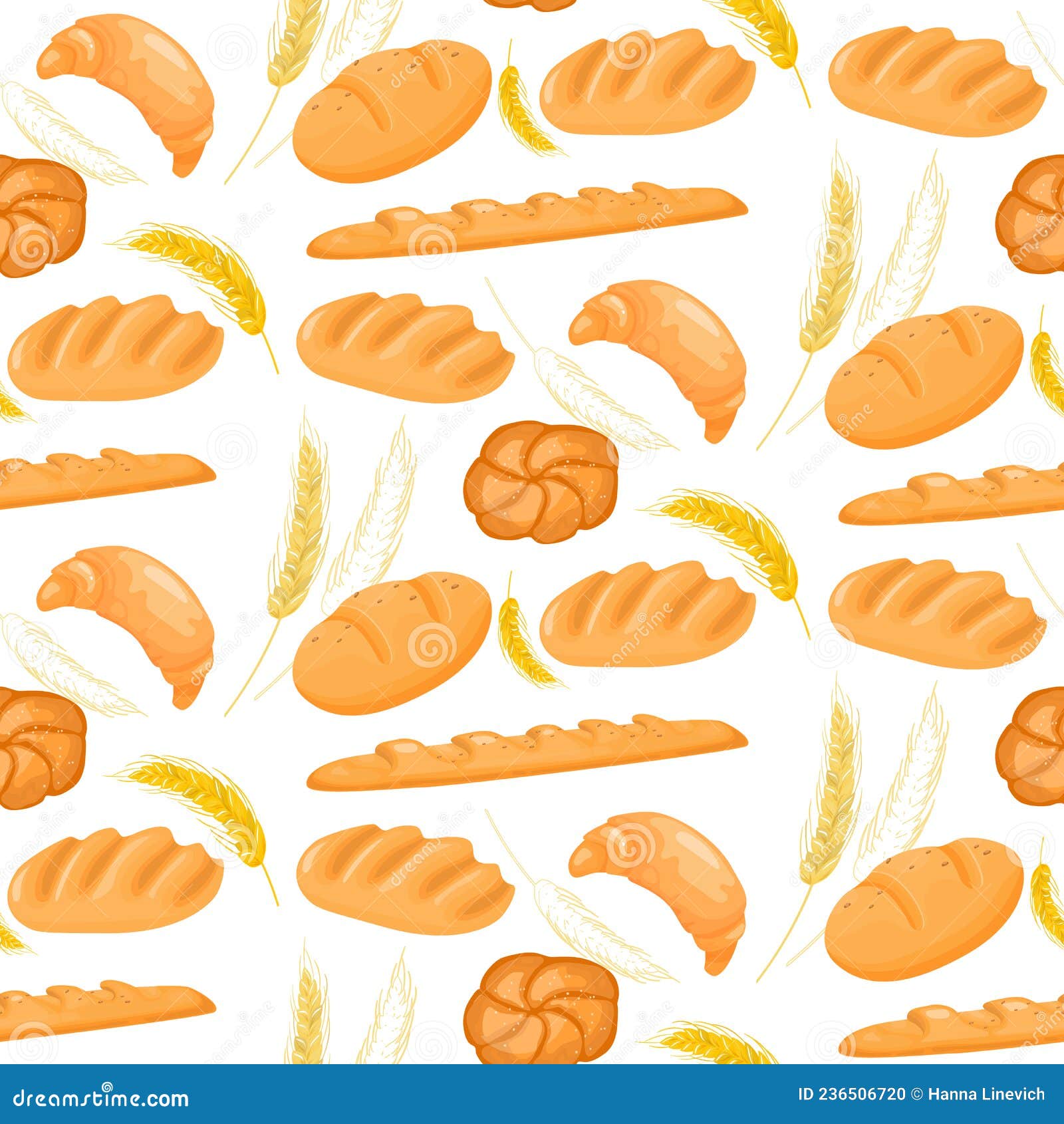 Seamless Pattern of Bread and Bakery Products. Bakery Background Stock ...