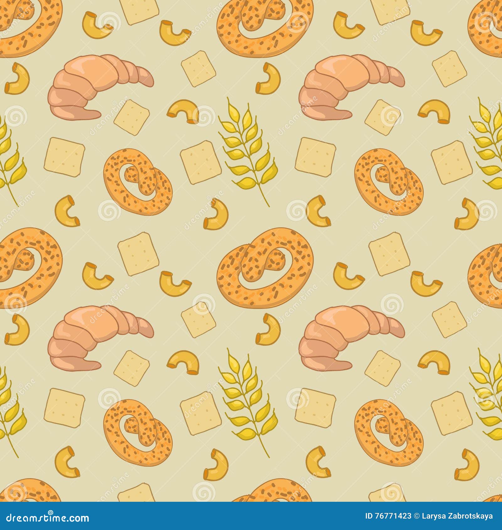 Seamless Pattern with Bread Stock Illustration - Illustration of food ...