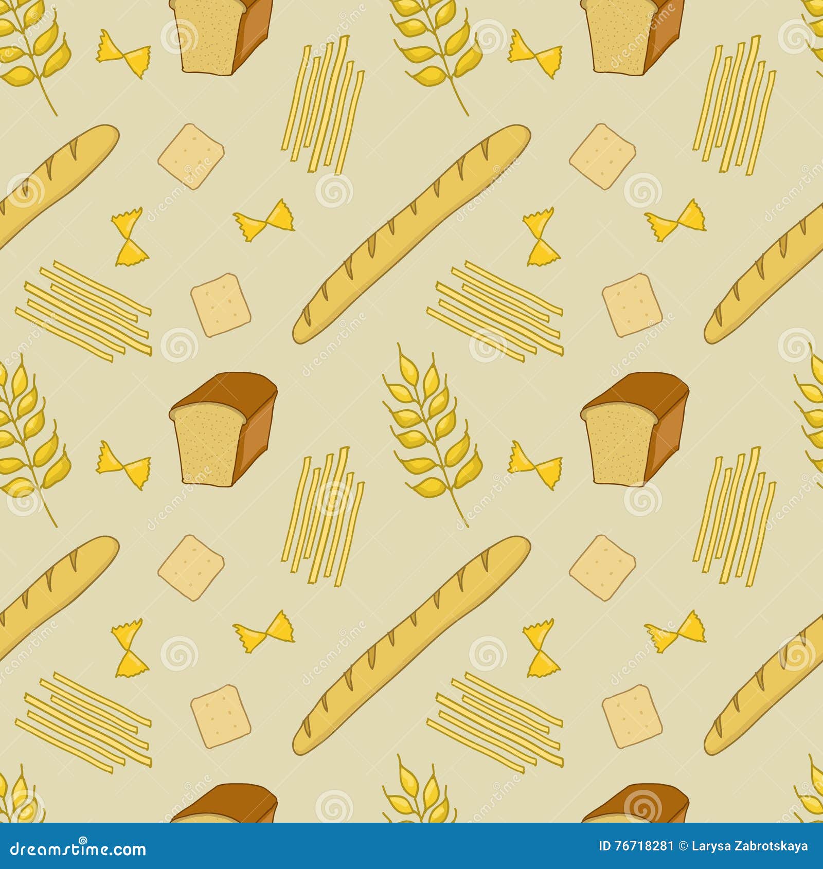 Seamless Pattern with Bread Stock Vector - Illustration of bakery, loaf ...