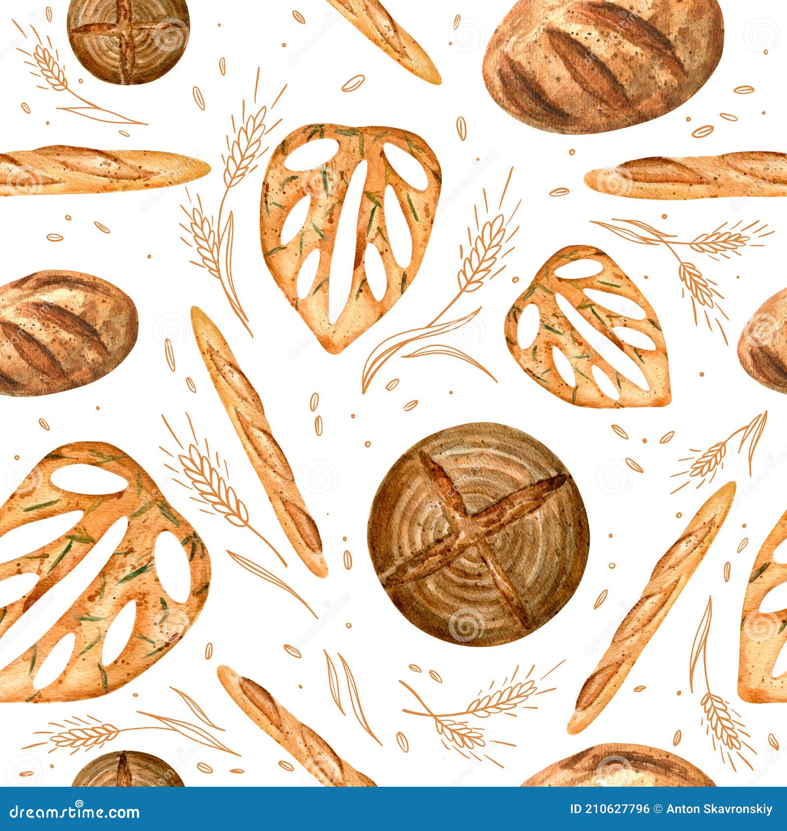 Seamless pattern of bread stock illustration. Illustration of cake ...