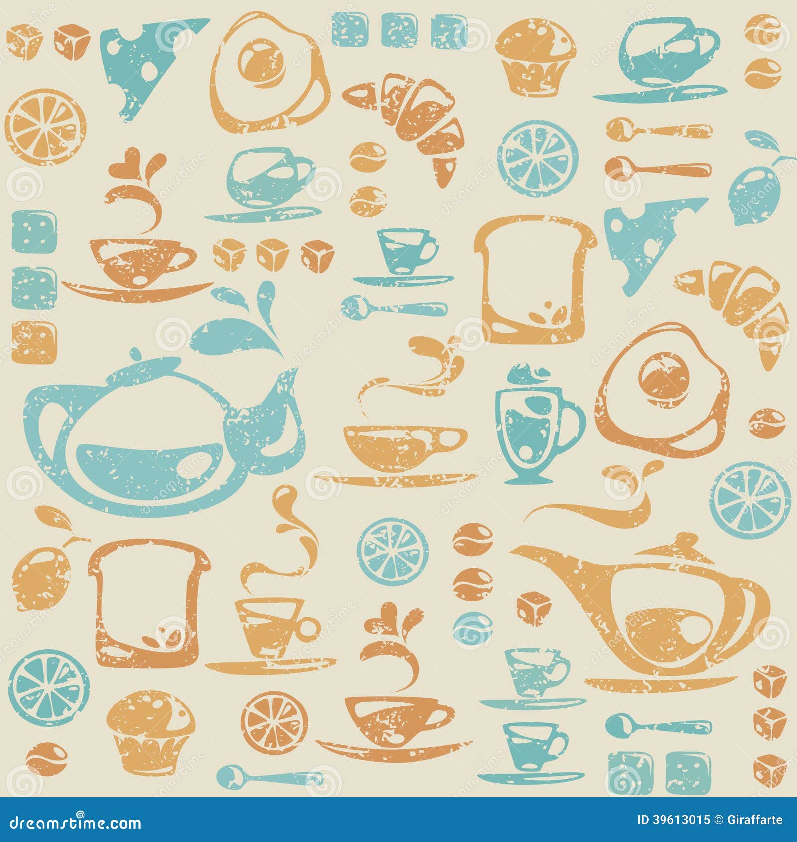 Seamless Pattern with Breakfast Elements. Stock Vector - Illustration of circle, croissant: 39613015