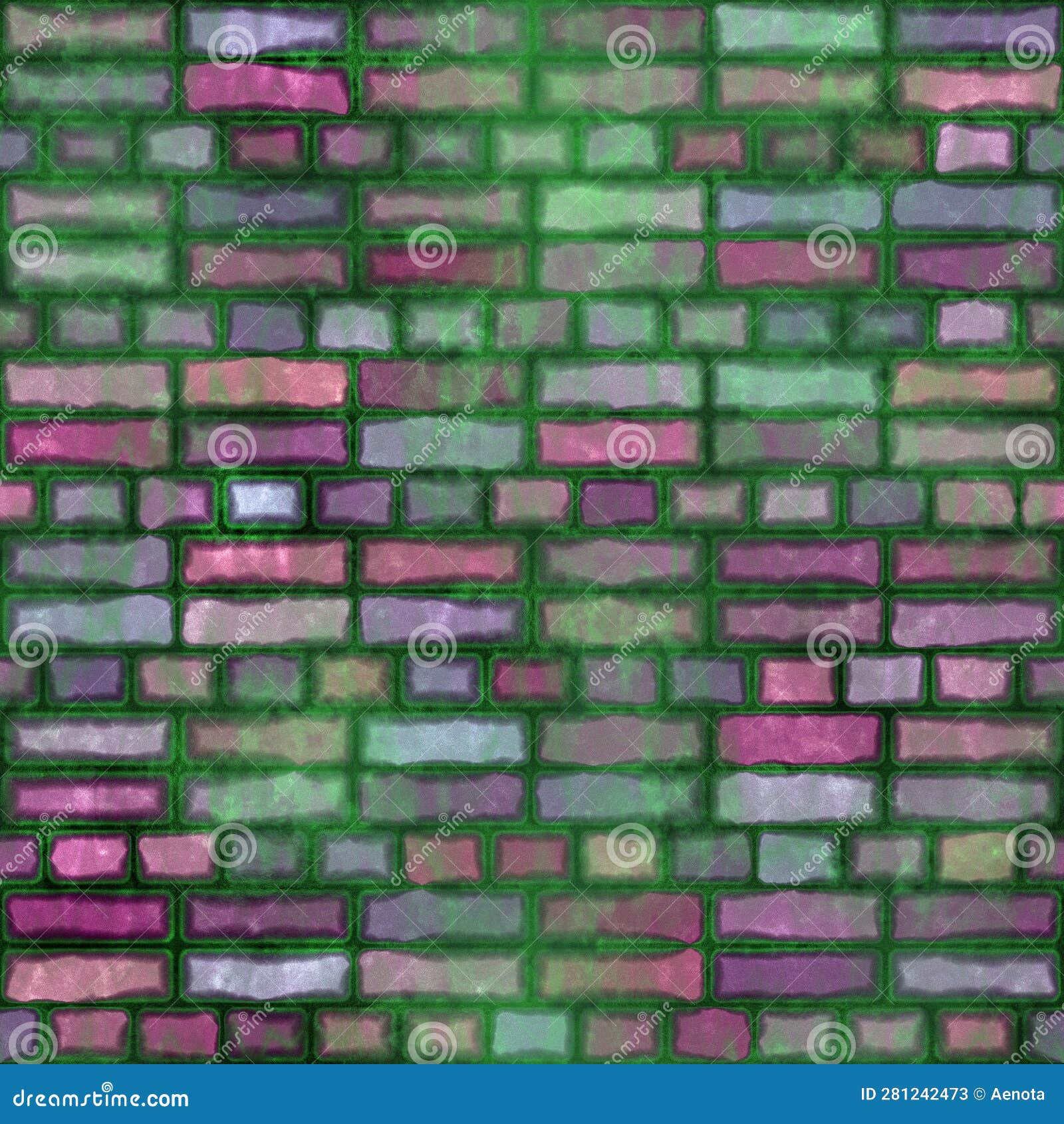 Seamless Pattern Of Brick Wall Stock Illustration Illustration Of Stone Green 281242473