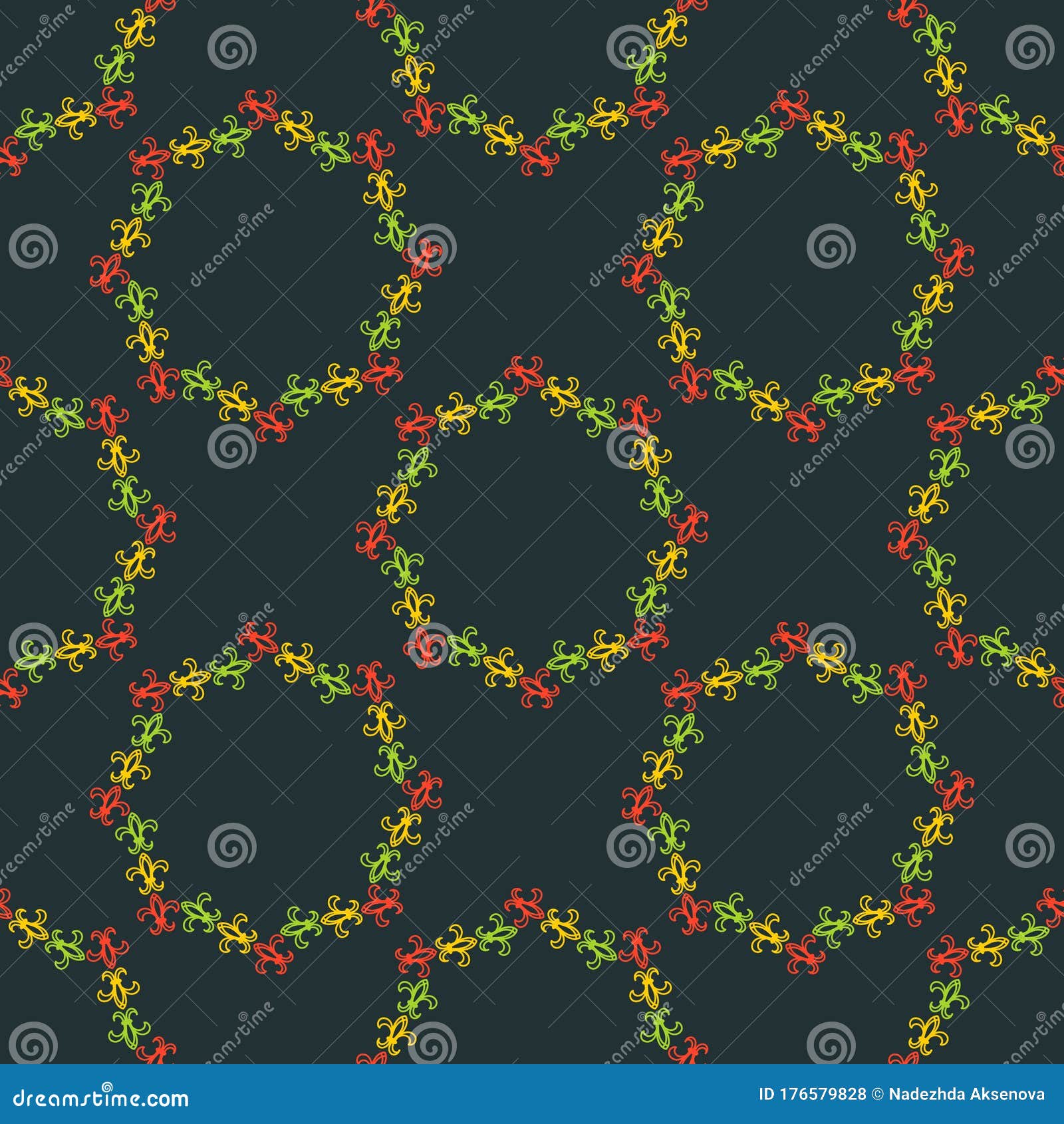 Seamless Pattern with Bright Abstract Octagonal Shapes on a Dark ...