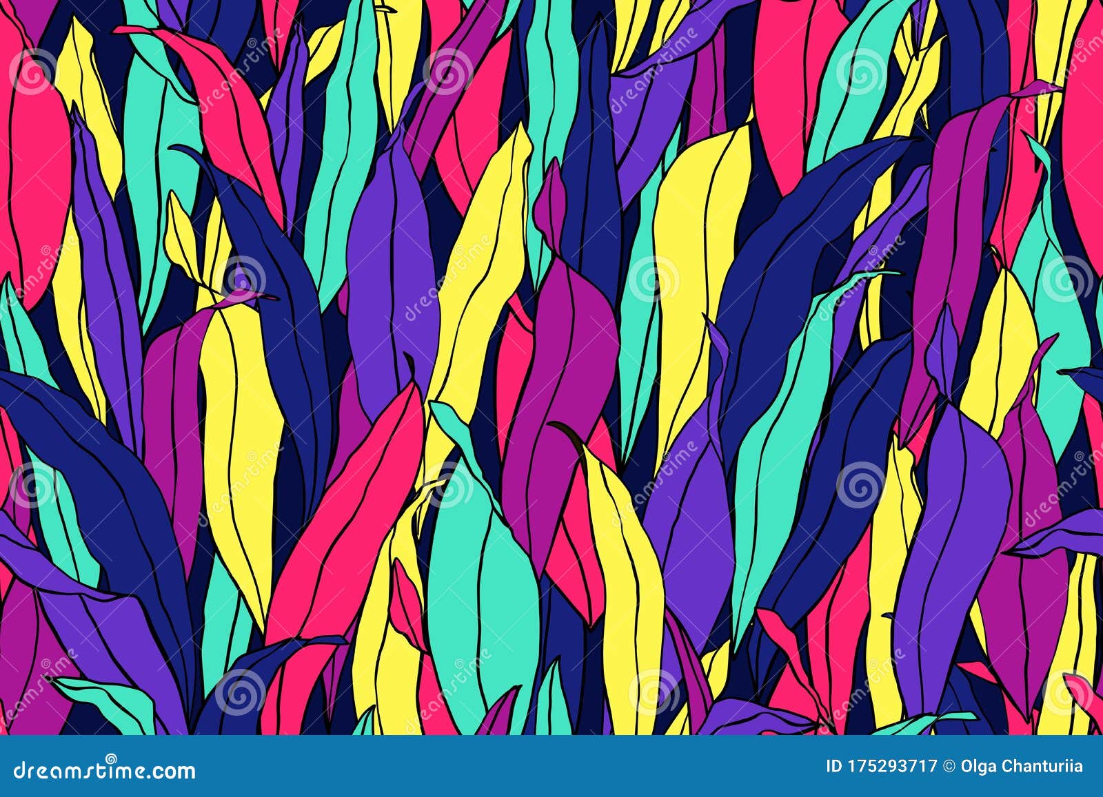 Seamless Pattern with Bright Colorful Leaves. Endless Background ...