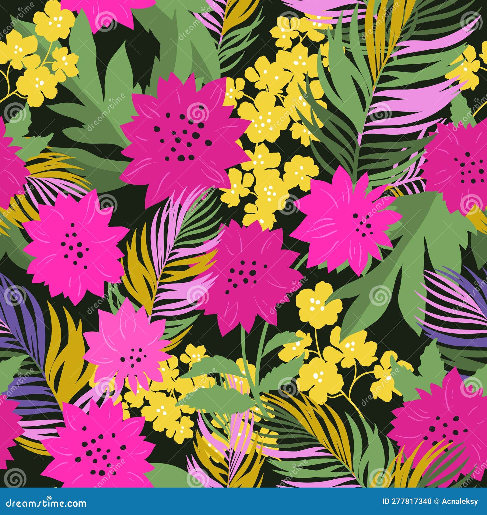 Seamless Pattern with Bright Flowers Stock Vector - Illustration of ...