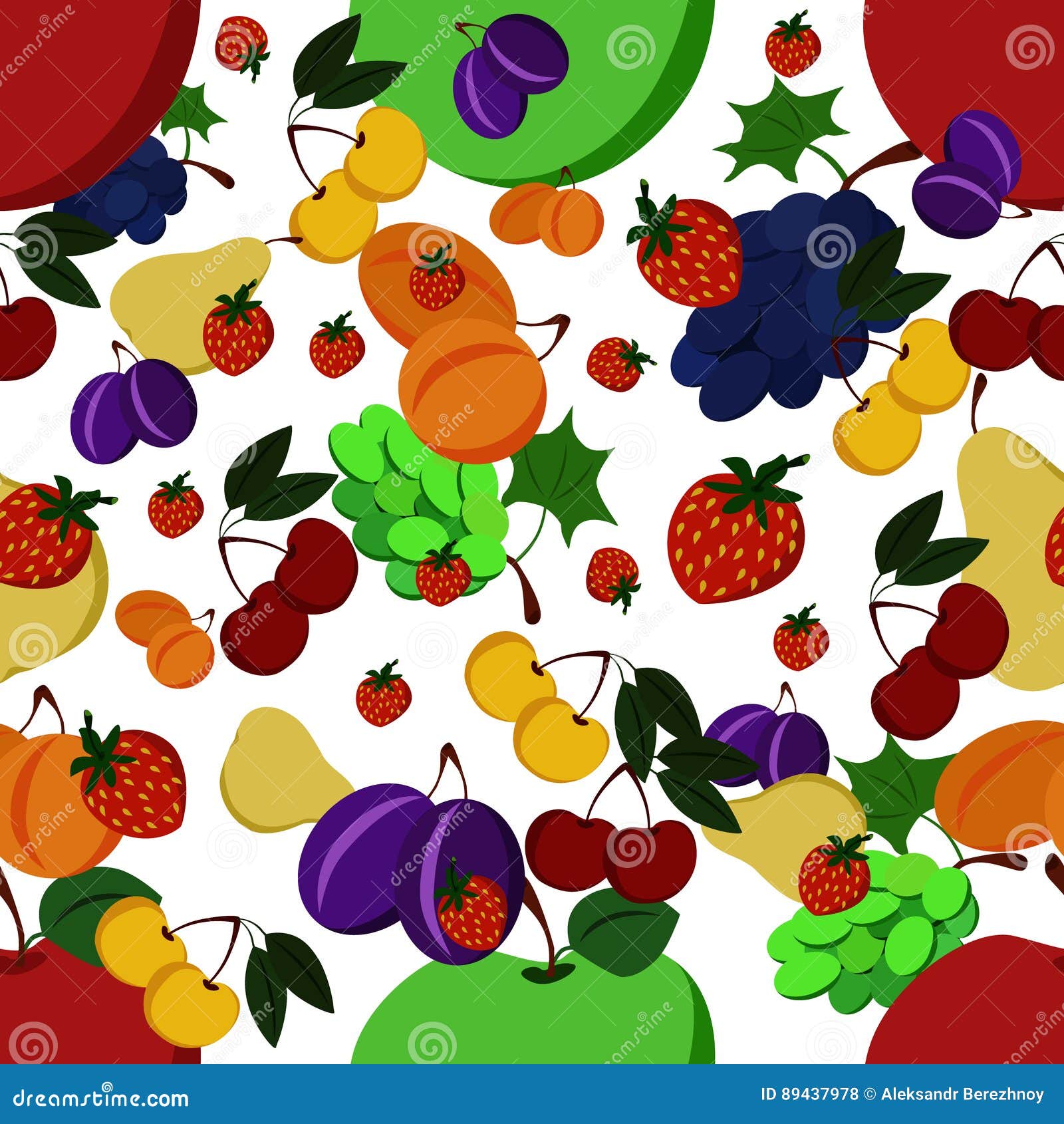 Seamless Pattern of Bright Fruits Stock Vector - Illustration of mixed ...