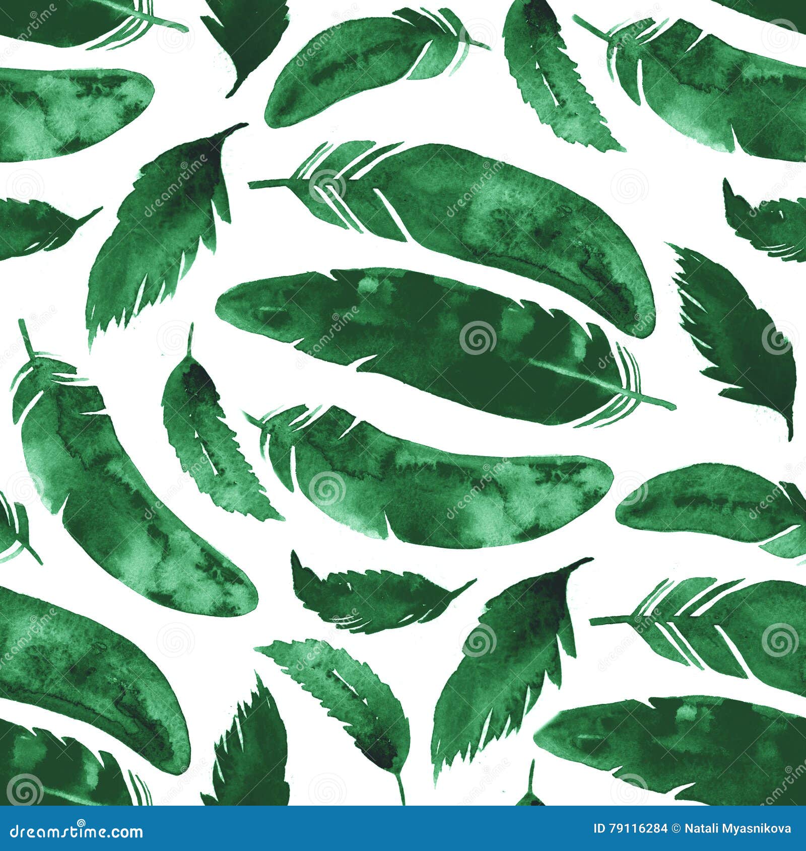 Seamless Pattern with Bright Green Feathers. Stock Illustration ...