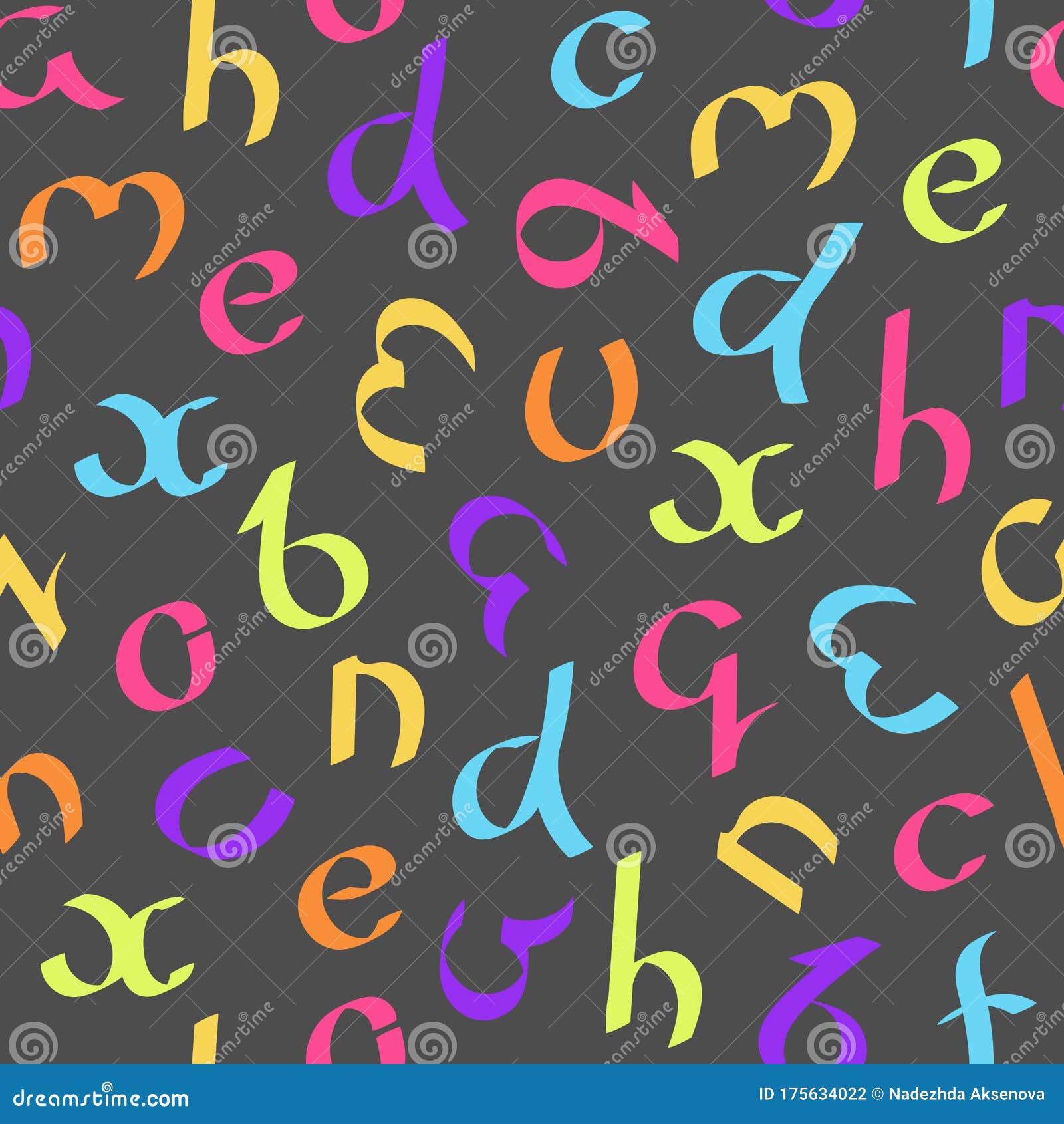 Seamless Pattern of Bright Letters. Doodles Hand-drawing. Letters on ...