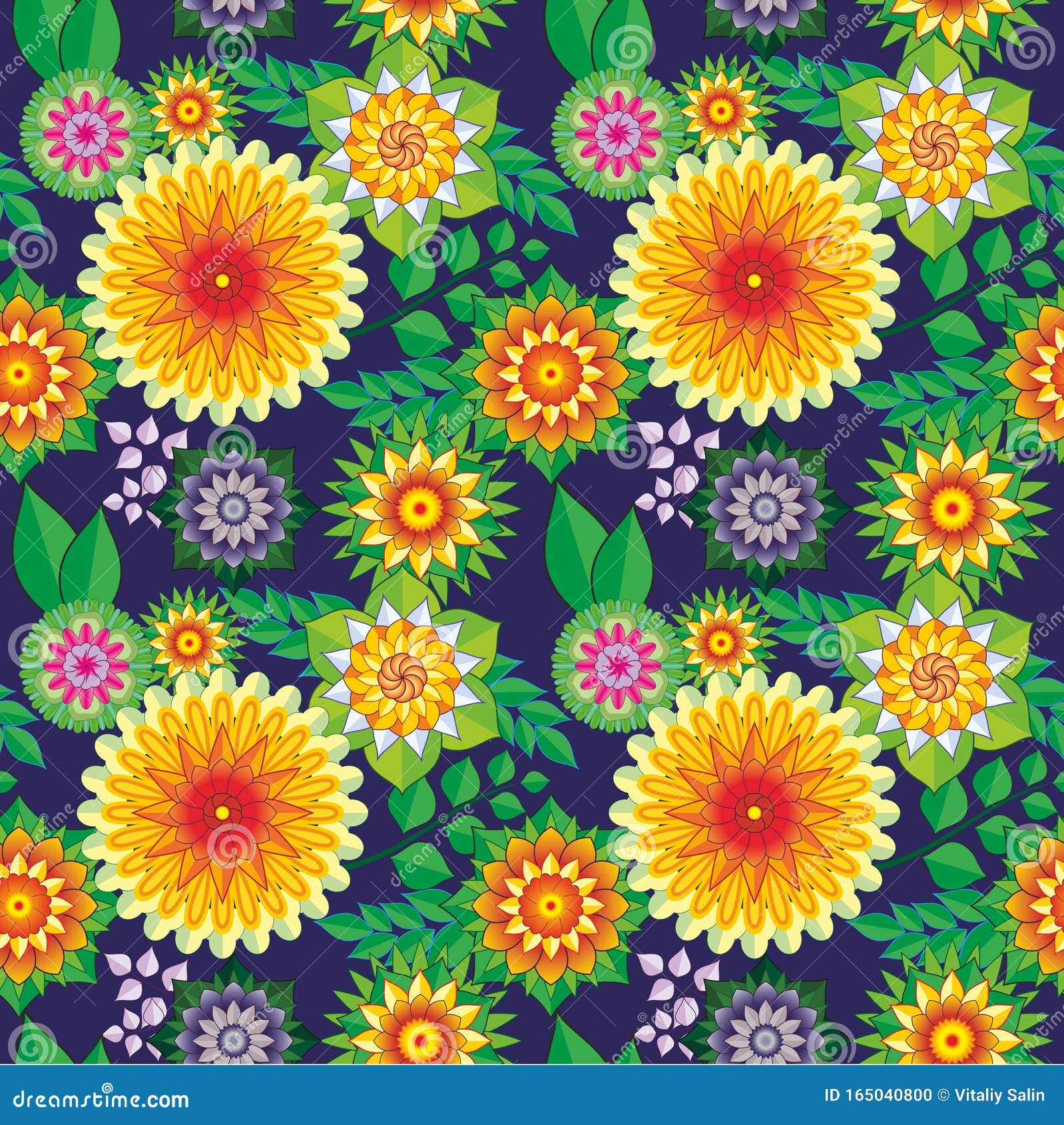 Seamless Pattern with Bright Multicolored Flowers. for Wallpapers and ...