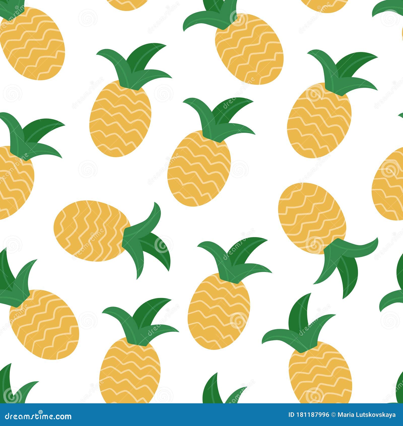 Seamless Pattern with Bright Pineapple Summer Tropical Print. Bright ...