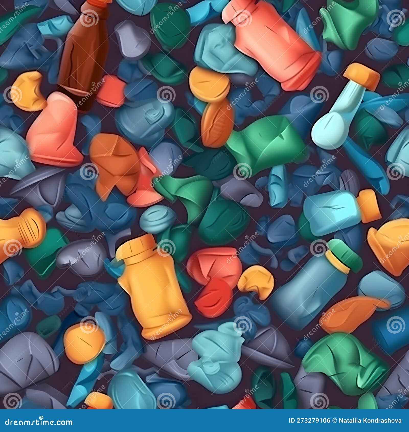 Seamless Pattern Bright of Plastic Waste, the Concept of Saving the ...