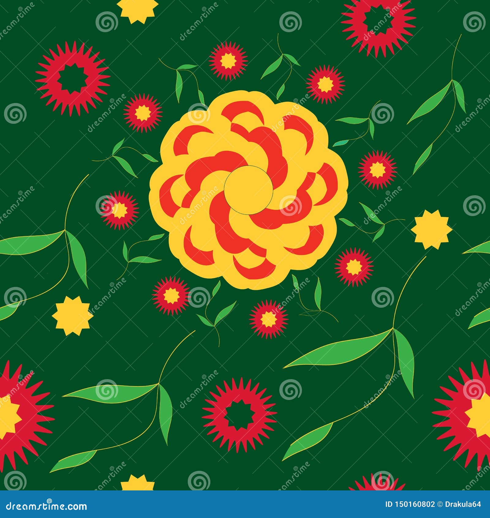 Seamless Pattern Bright Summer Flower Stock Vector - Illustration of ...