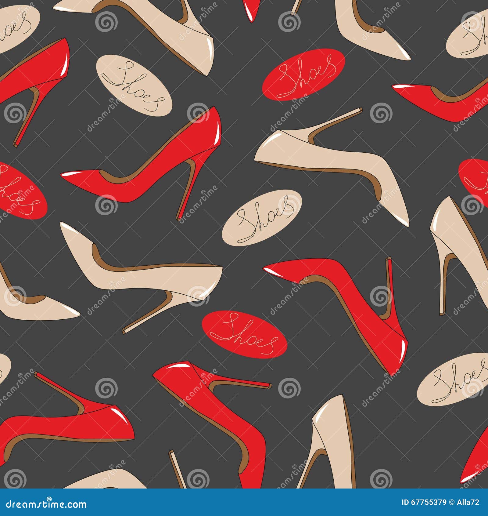 Seamless Pattern of Bright Trendy Shoes Stock Vector - Illustration of ...