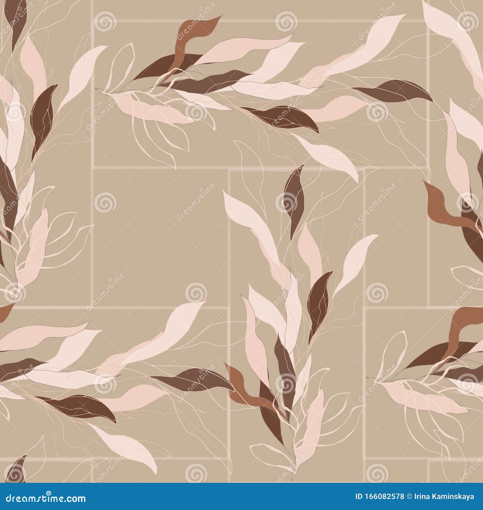 Seamless Pattern on a Brown Background from Leaves for Tiles. Vector ...