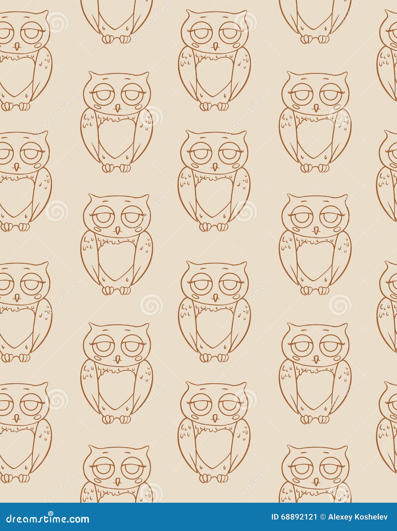 Seamless Pattern with Brown Owls Silhouettes Stock Vector ...