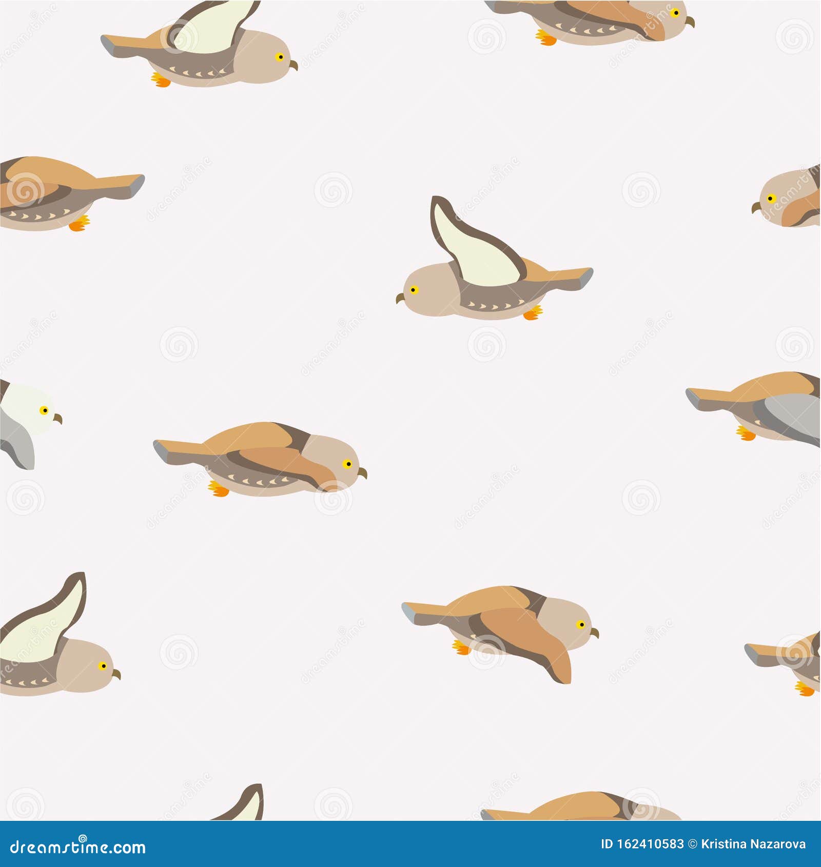 Seamless Pattern with Brown Owls on White Background Stock Illustration ...
