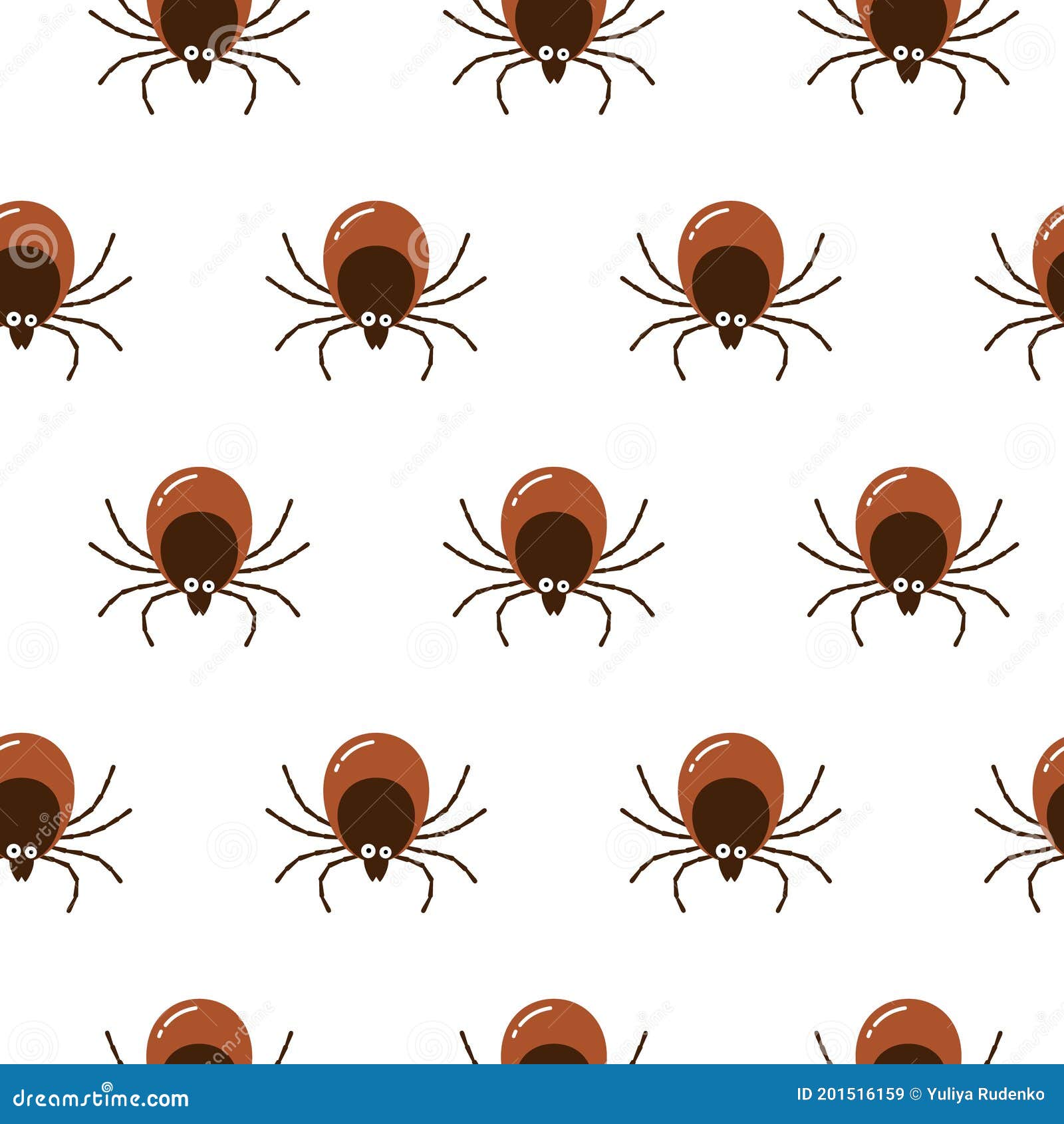 Seamless Pattern Brown Tick Insect Icon Isolated on White Background ...