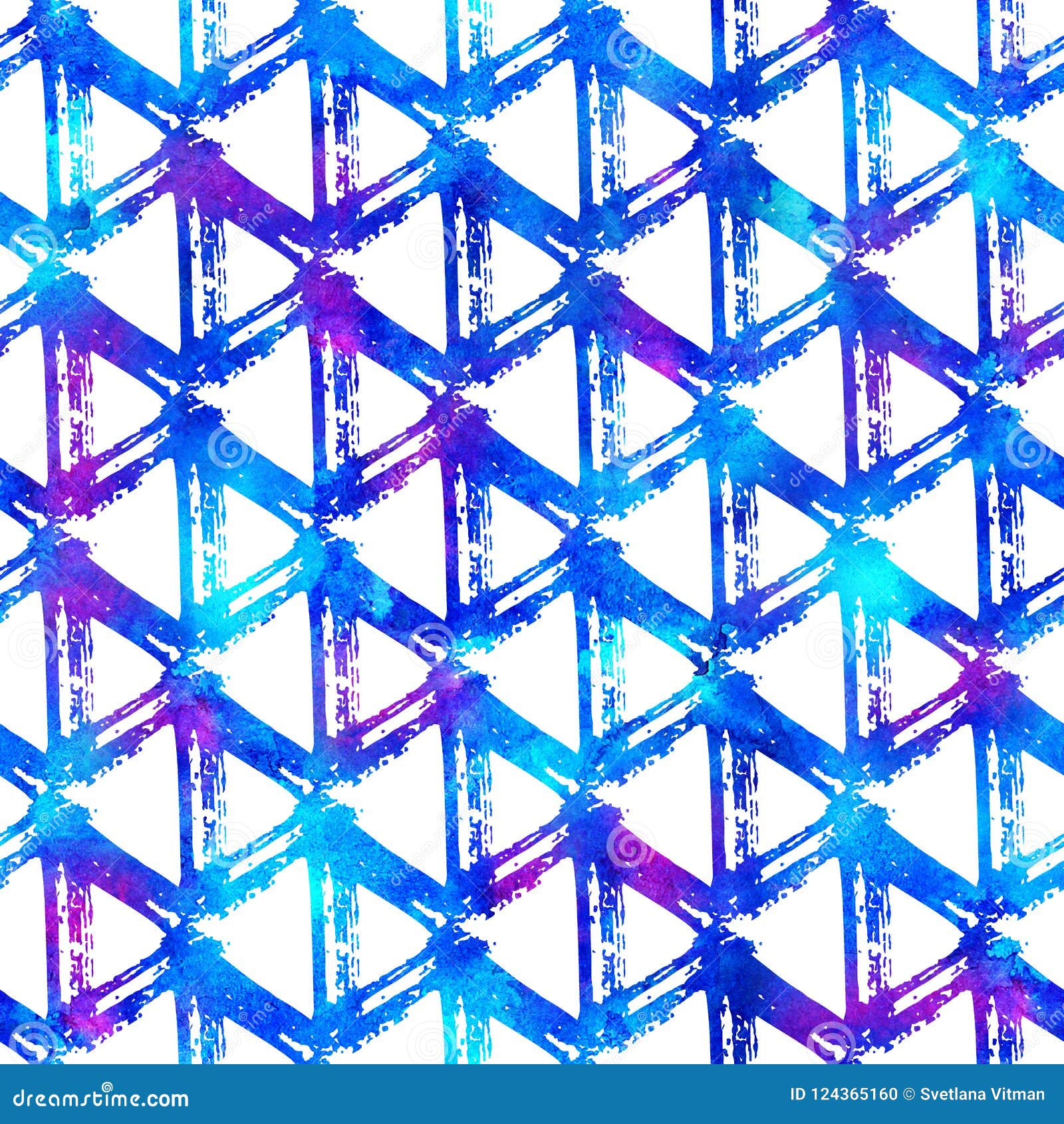 Seamless Pattern Brush Triangles . Blue Color on White Background. Hand ...