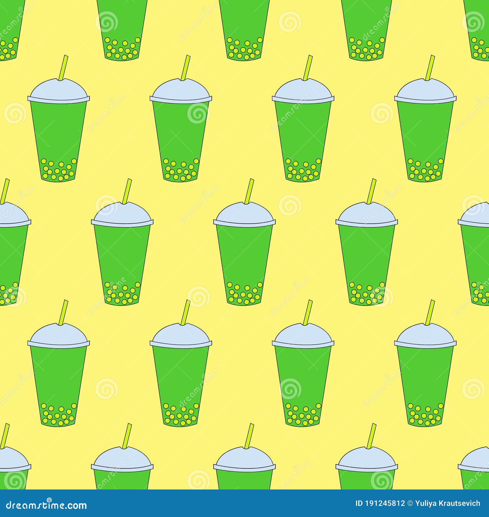 Seamless Pattern with Bubble Tea. Vector Illustration Stock Vector ...