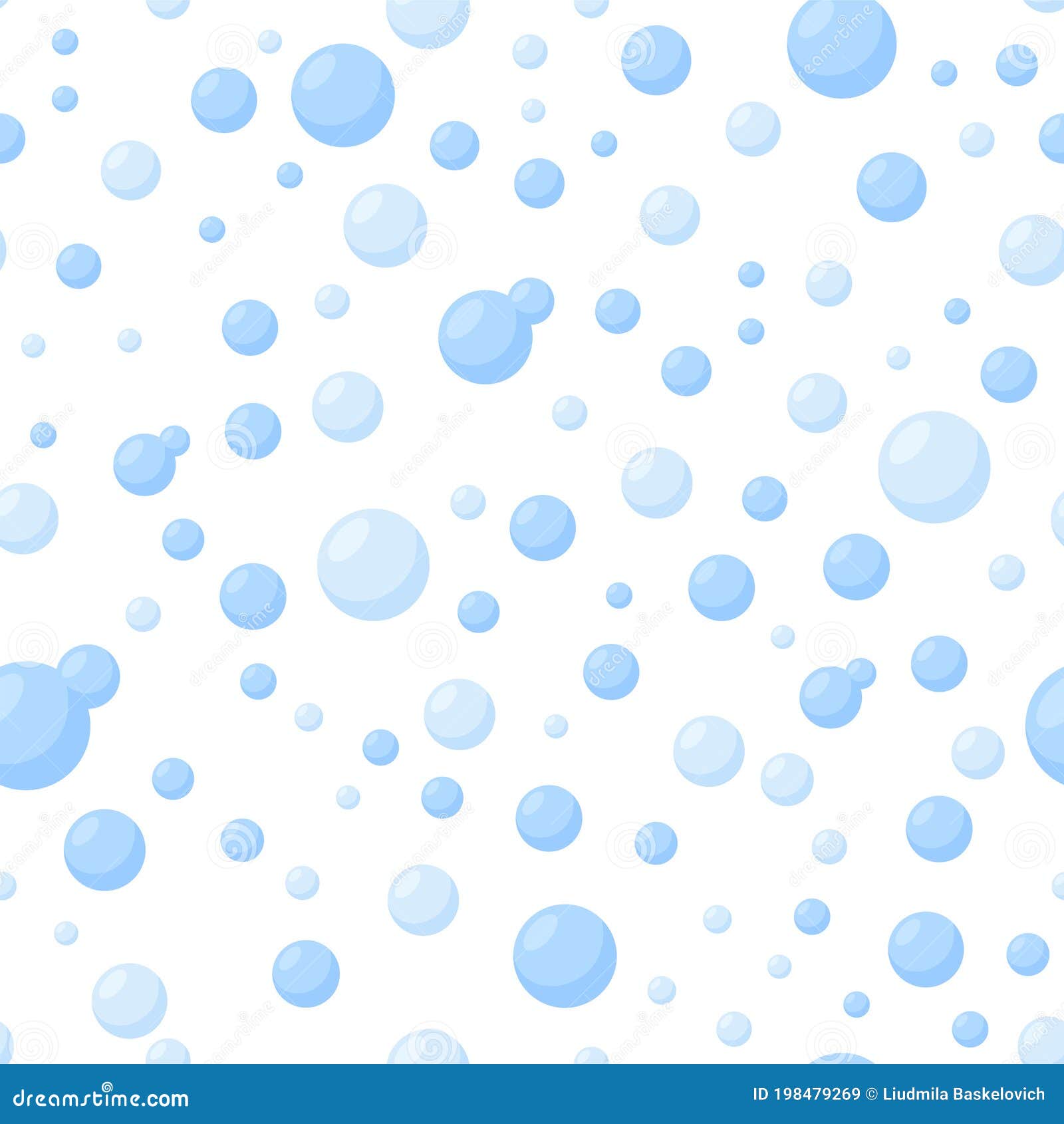 Seamless Pattern with Bubbles in White Background. Blue Bubbles for Cleaning. Vector ...