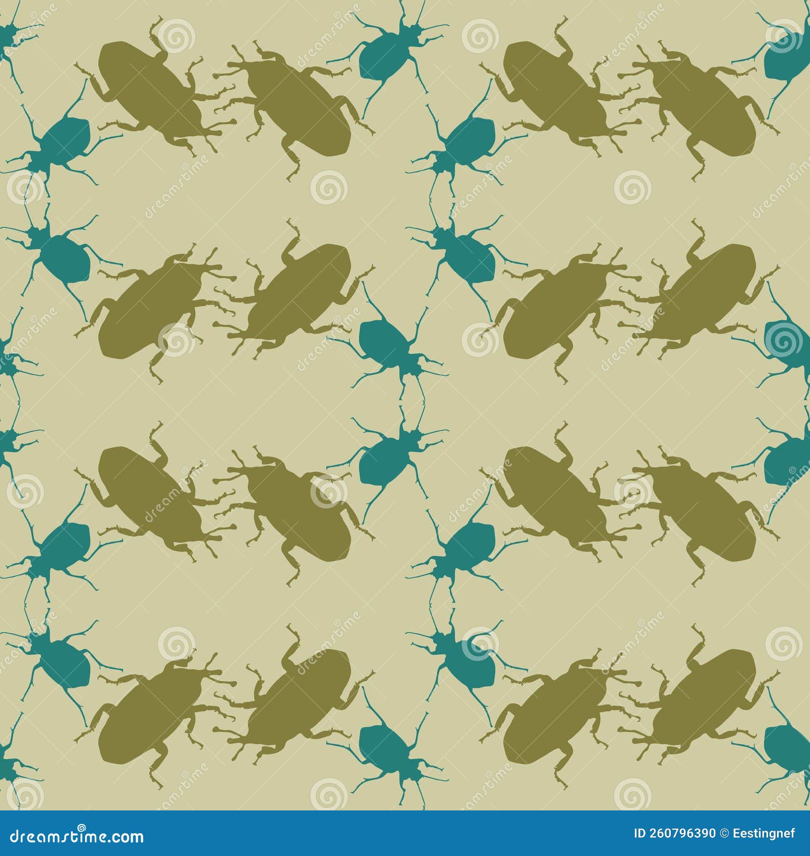 Seamless Pattern with Bugs. Endless Background with Beetles Stock ...