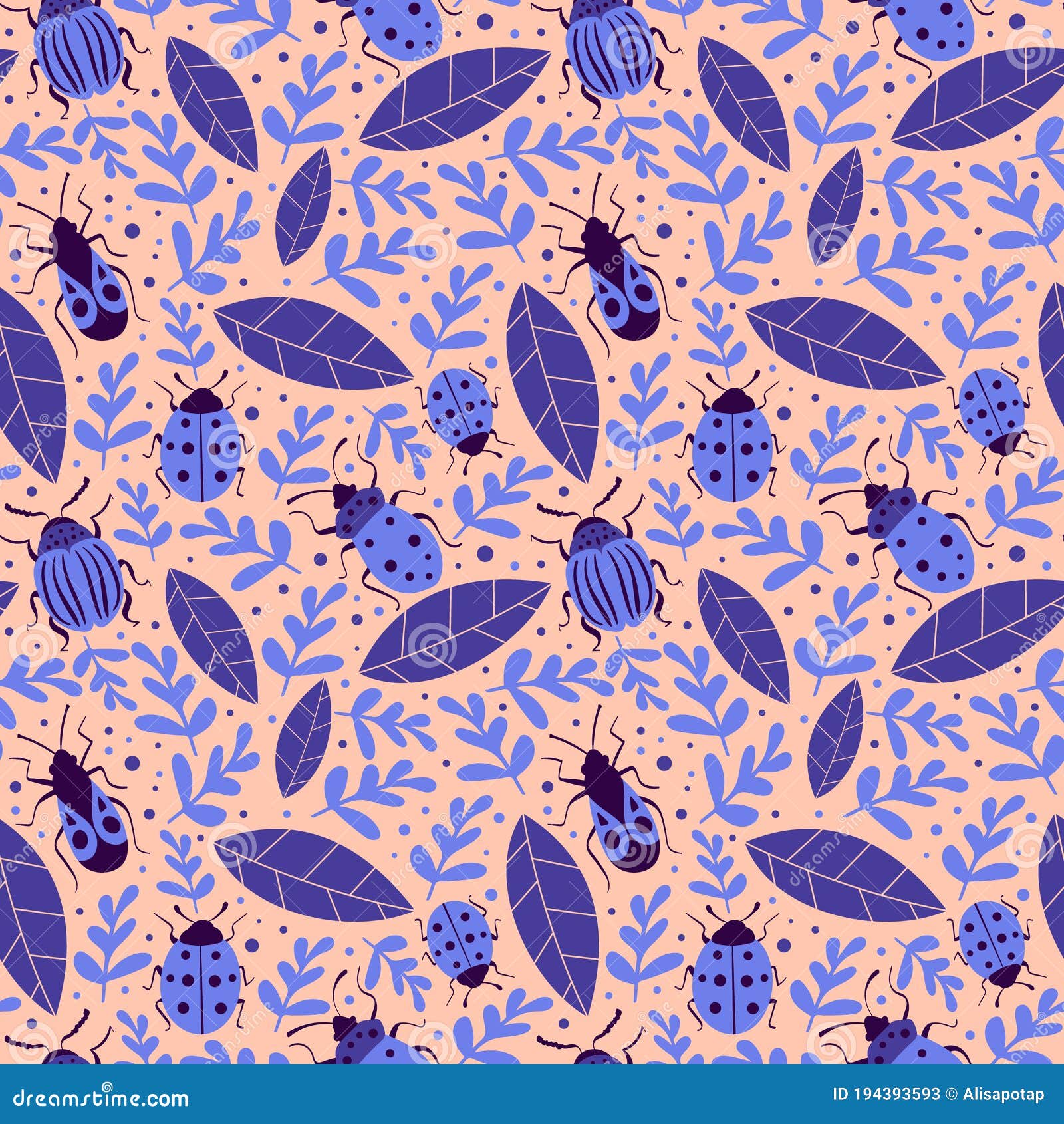 Seamless Pattern with Bugs on Pink Background Stock Vector ...