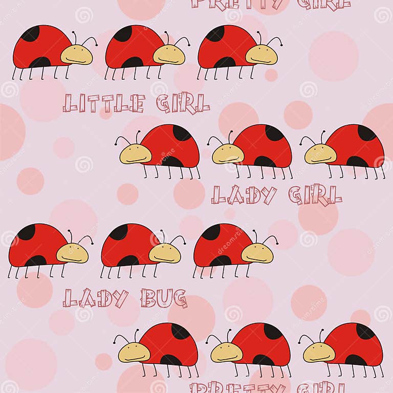 Seamless Pattern with Bugs for Pretty Girls Stock Vector - Illustration ...