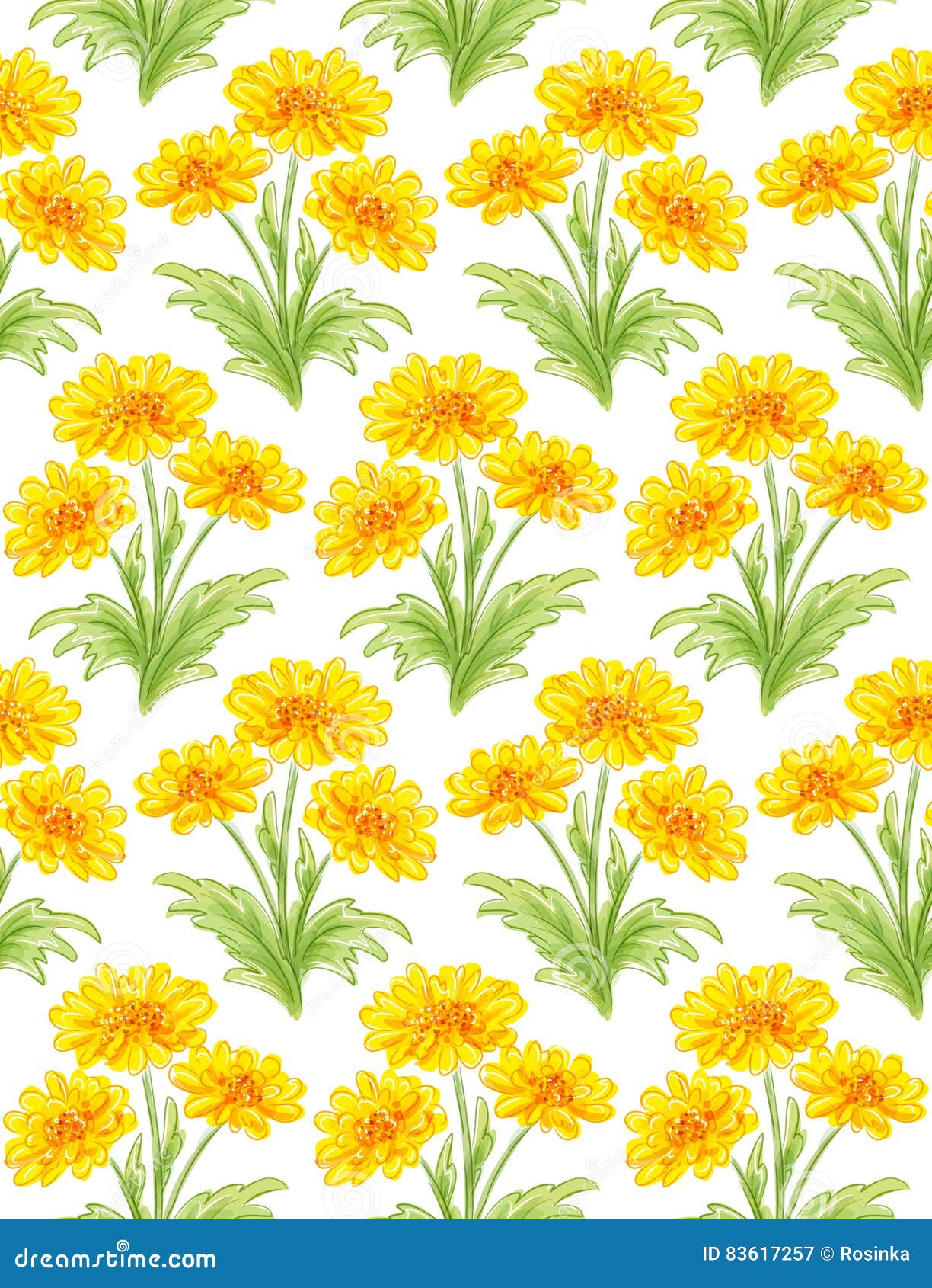 Seamless Pattern with Bunches of Yellow Flowers Stock Vector ...