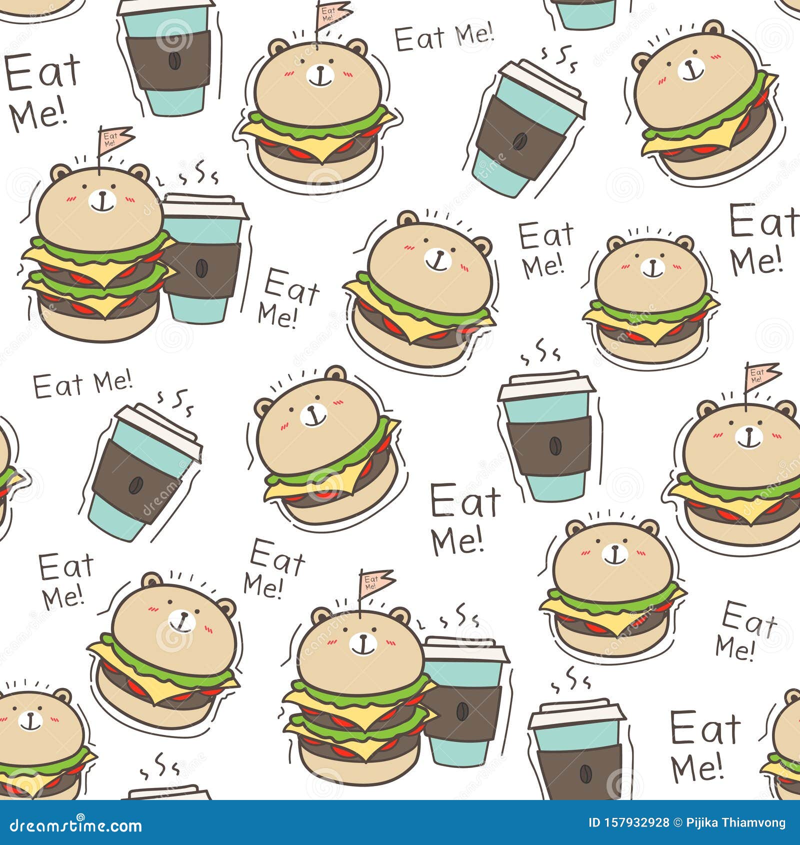 Seamless Pattern Burger Background. Stock Vector - Illustration of ...