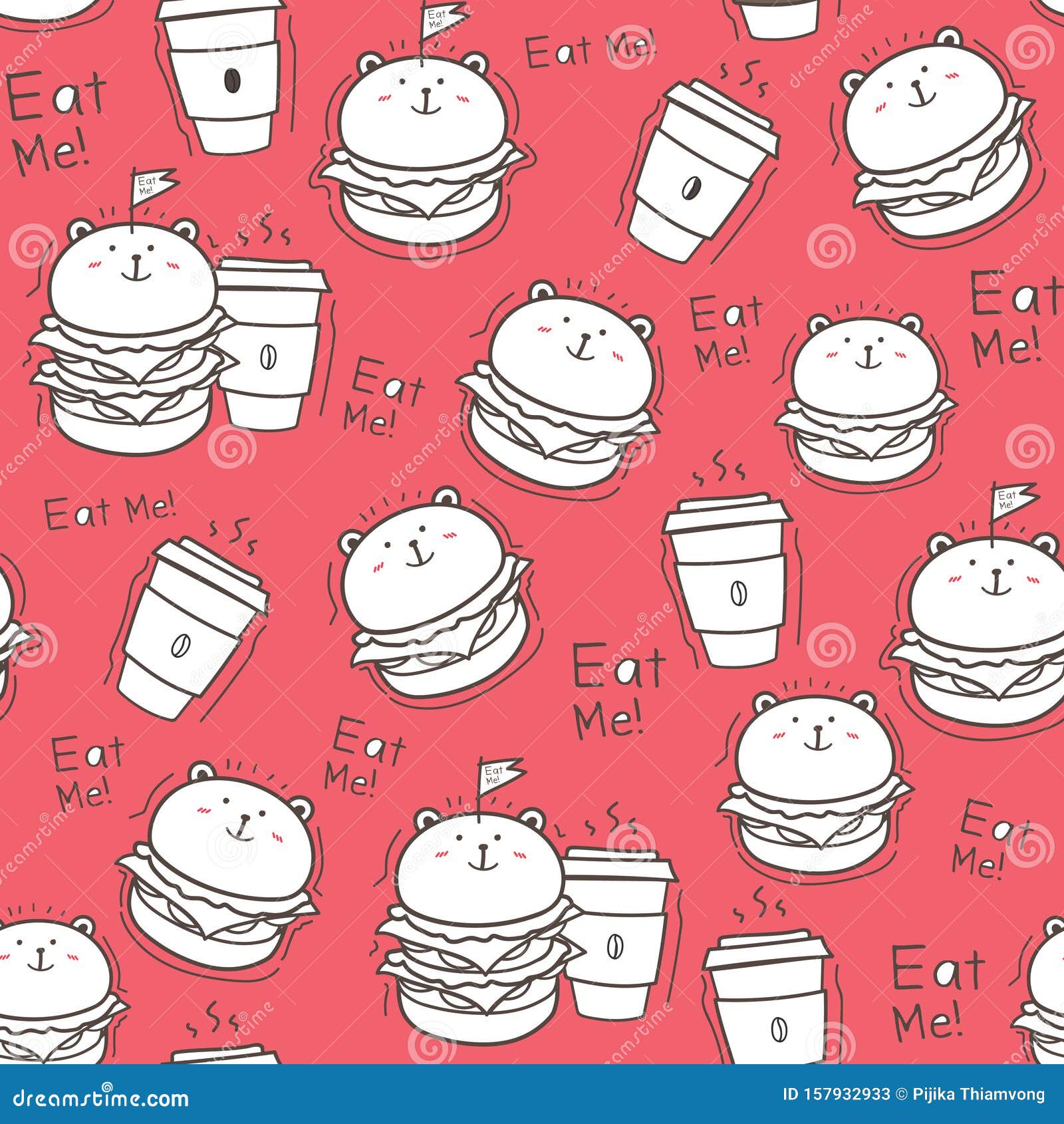 Seamless Pattern Burger Background. Stock Vector - Illustration of beef ...