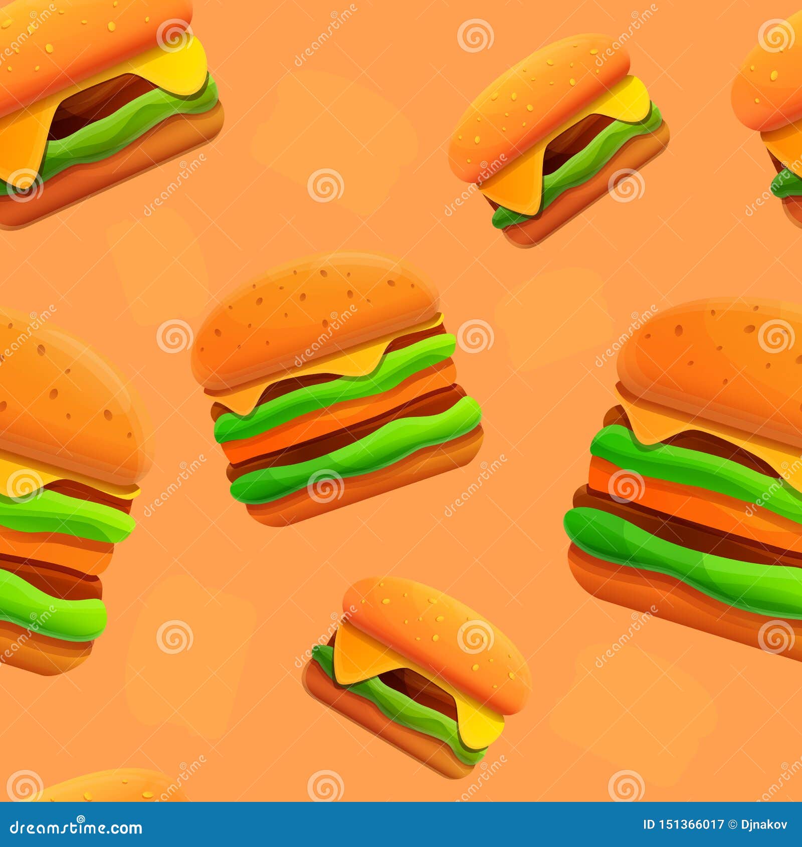 Seamless Pattern on the Burger Theme Stock Vector - Illustration of ...