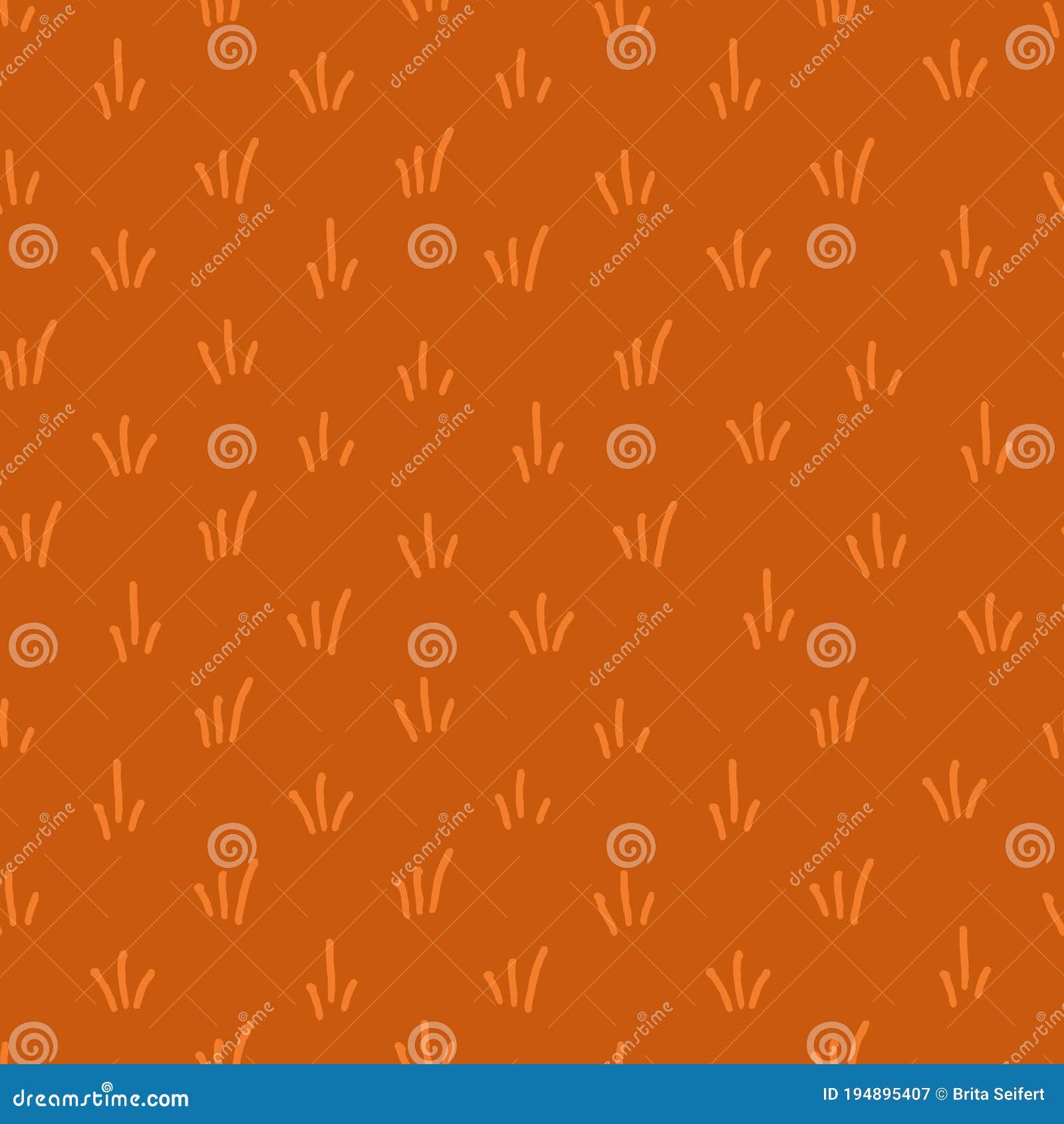 Seamless Pattern on Burnt Orange Background with Ornaments for Fabric ...