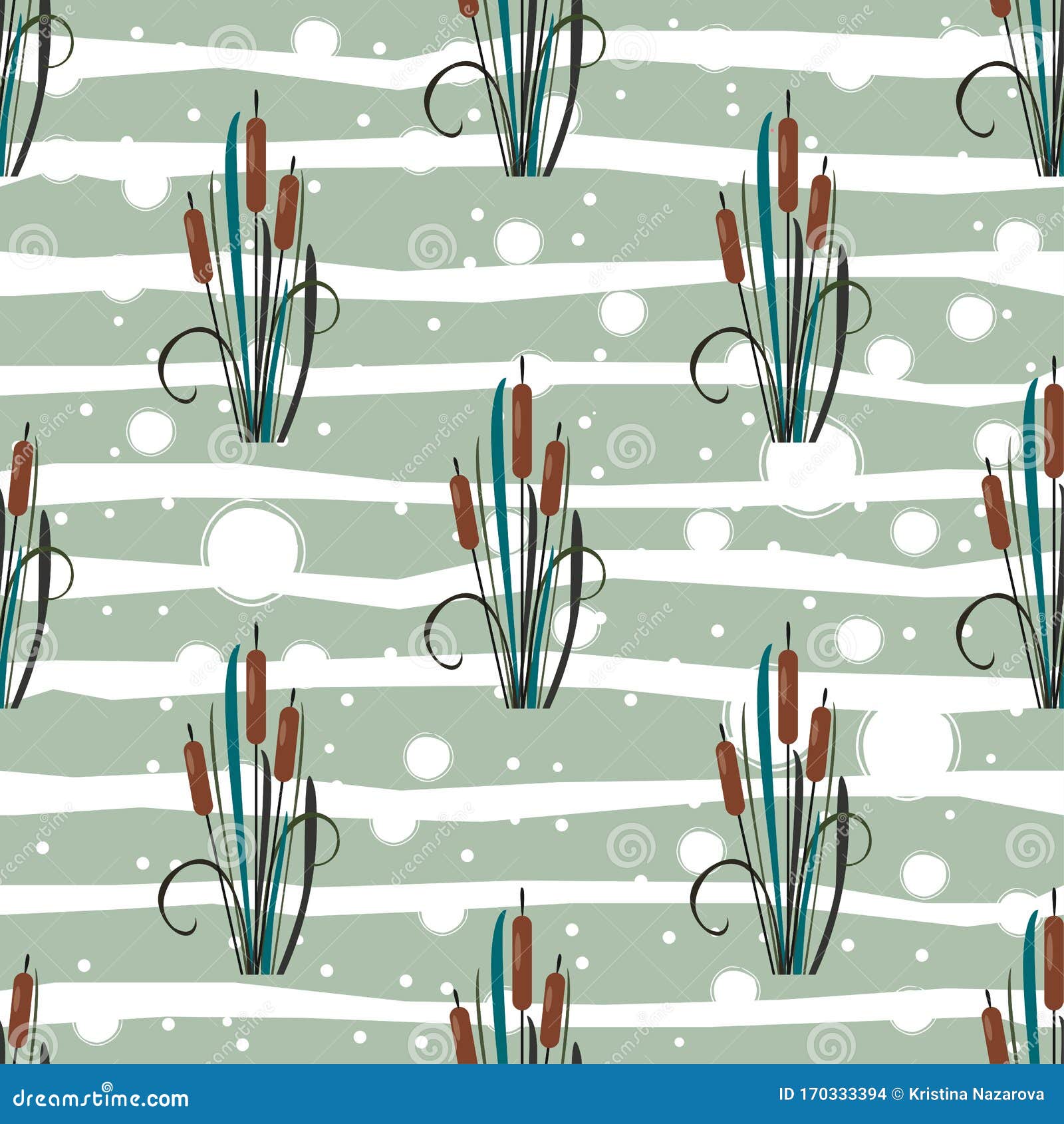 Seamless Pattern with Bushes of Reed on White Stock Illustration ...
