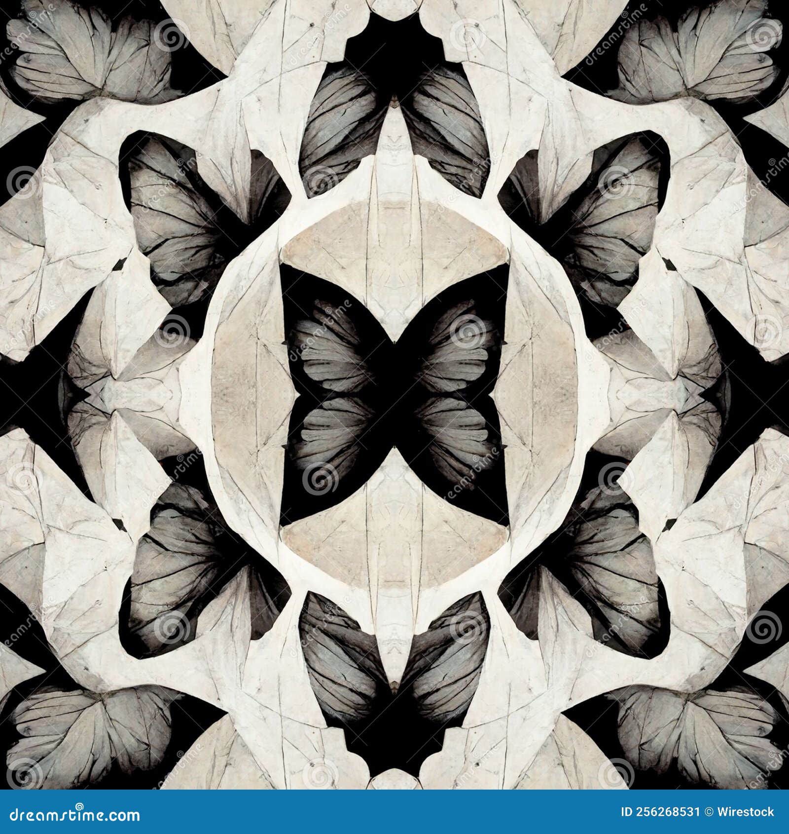 Seamless Pattern with Butterflies. Grayscale Stock Illustration ...